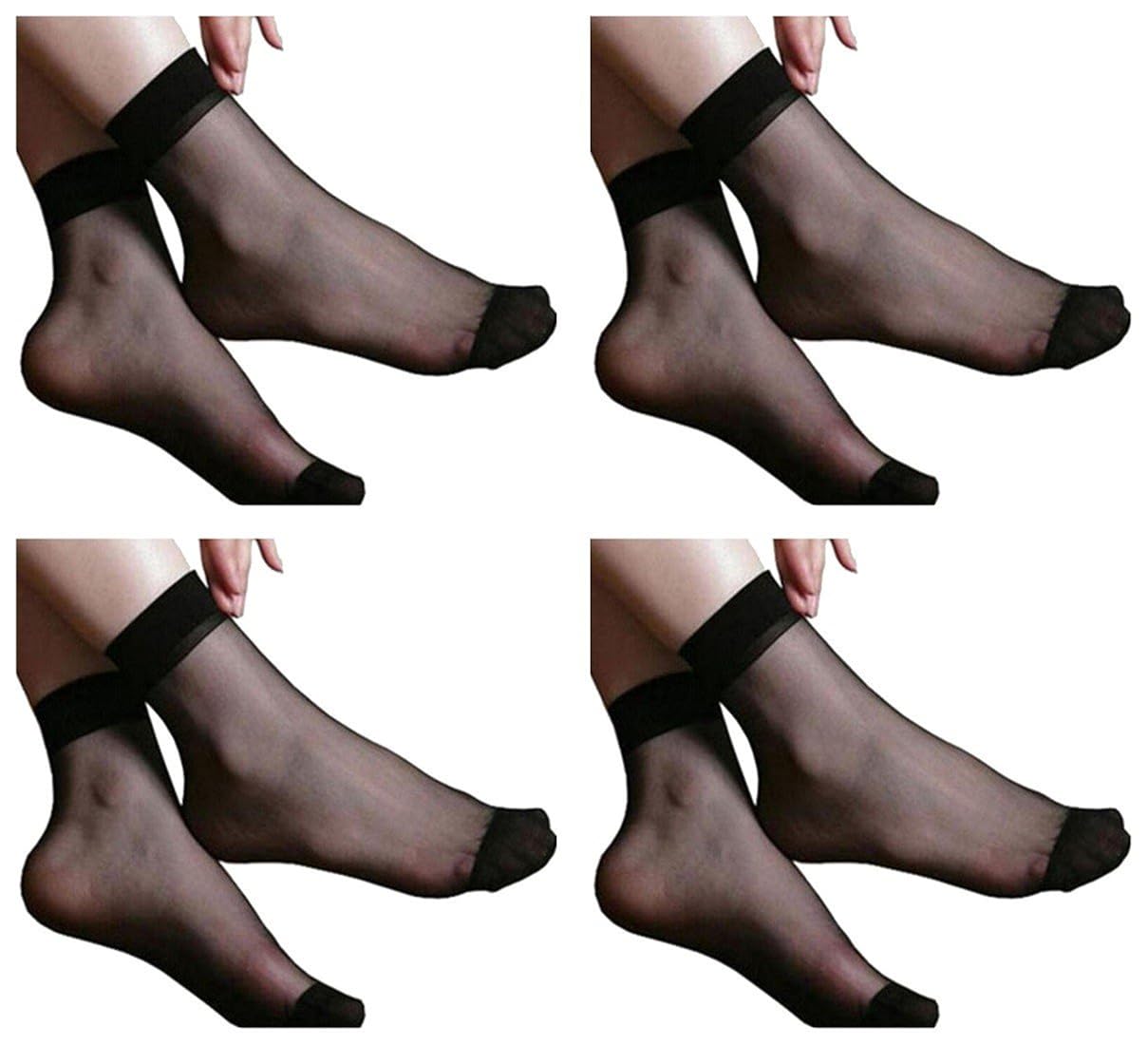 NAWAB Ultra-Thin Black Sheer Net Skin Ankle Length No Show Women/Girl ...