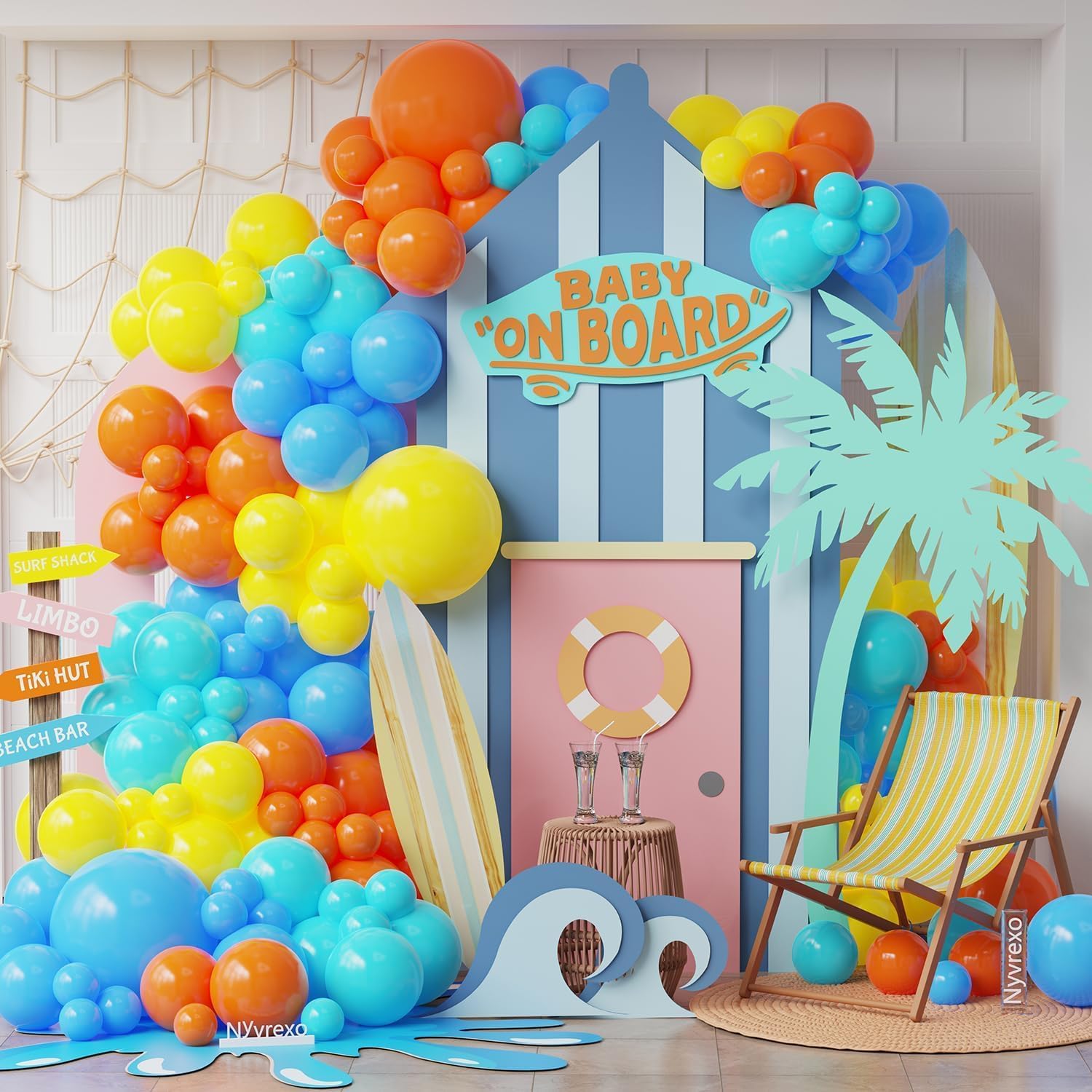 Amazon.com: 155pcs The Big One Surf Up Balloon Arch Garland Kit, Baby ...