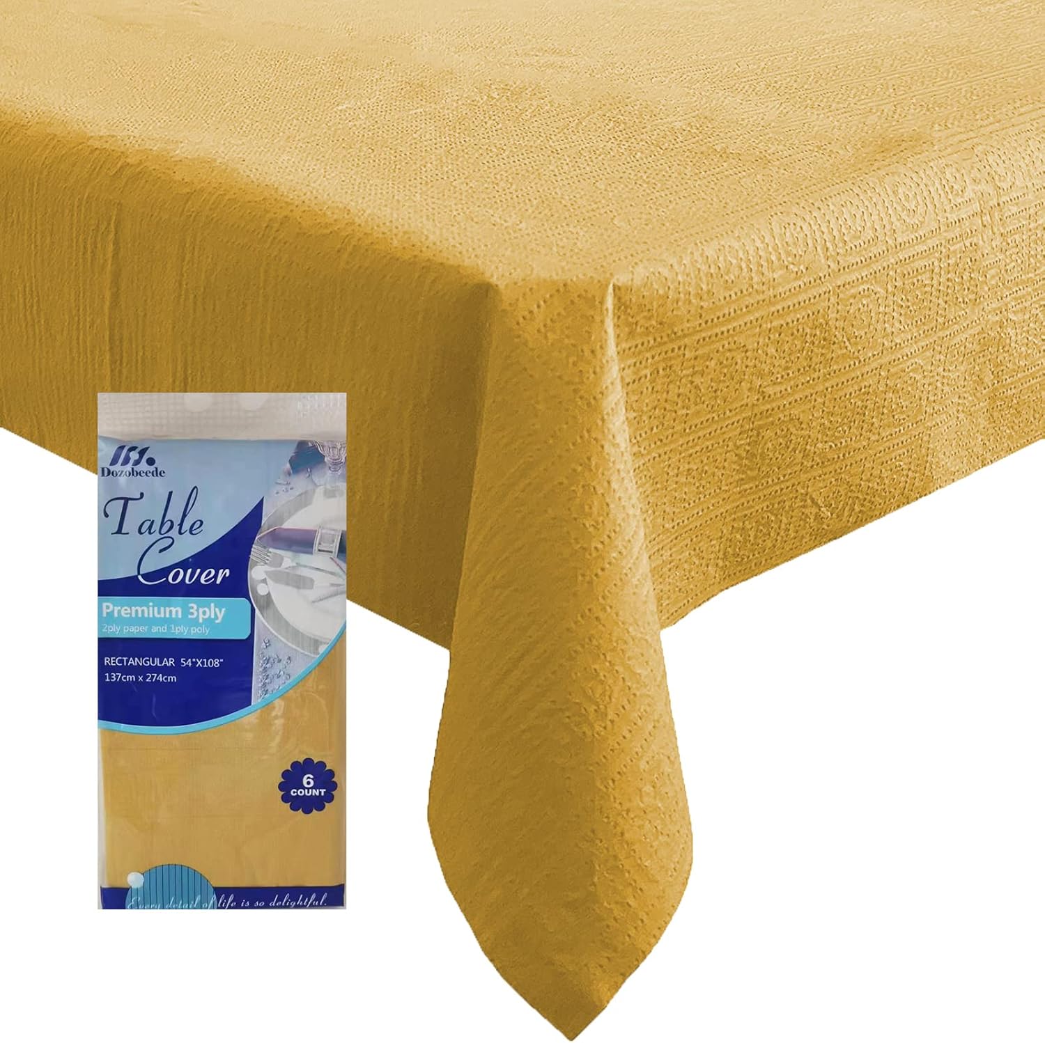 Amazon.com: [6 Pack] Gold Paper Tablecloth Disposable for Rectangle ...