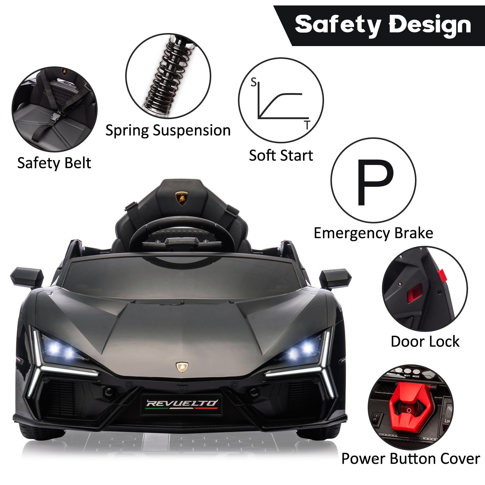 Snapklik.com : Hipicute Licensed Lamborghini Revuelto Ride On Car For Kids, 12V Battery Powered ...
