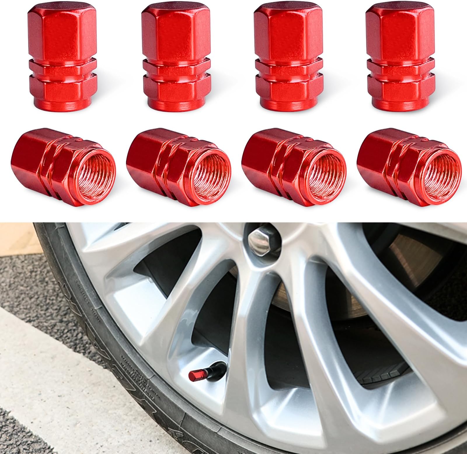 Amazon.com: Car Tire Valve Stem Cap, 12 Pcs Wheel Valve Covers, Leak ...