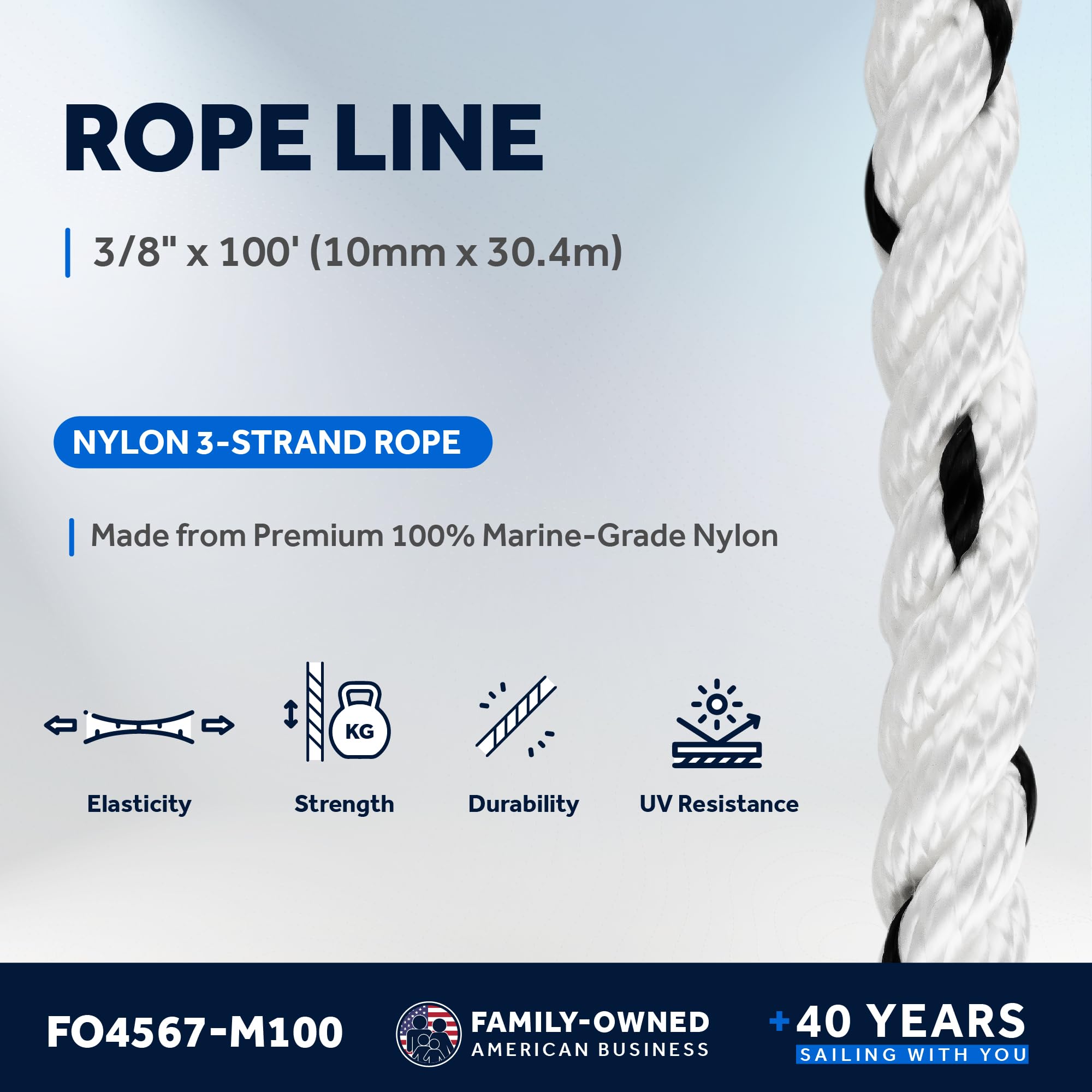 Snapklik.com : Boat Anchor Rope 3/8 Inch X 100 Ft - Marine Premium 3 ...