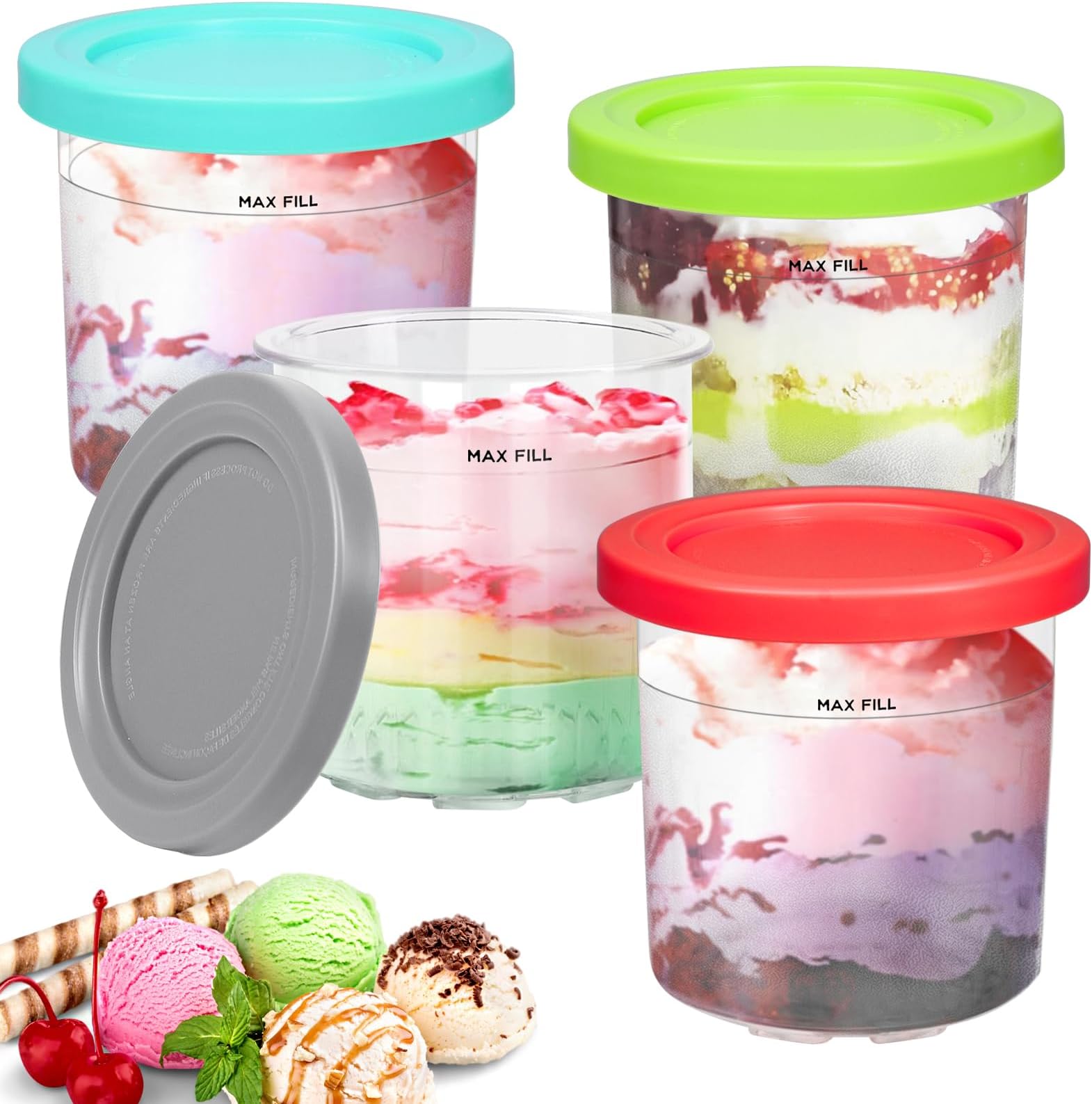 Amazon.com: YQL 16oz Creami Pint Containers,Creami Pints and Lids - 4 ...