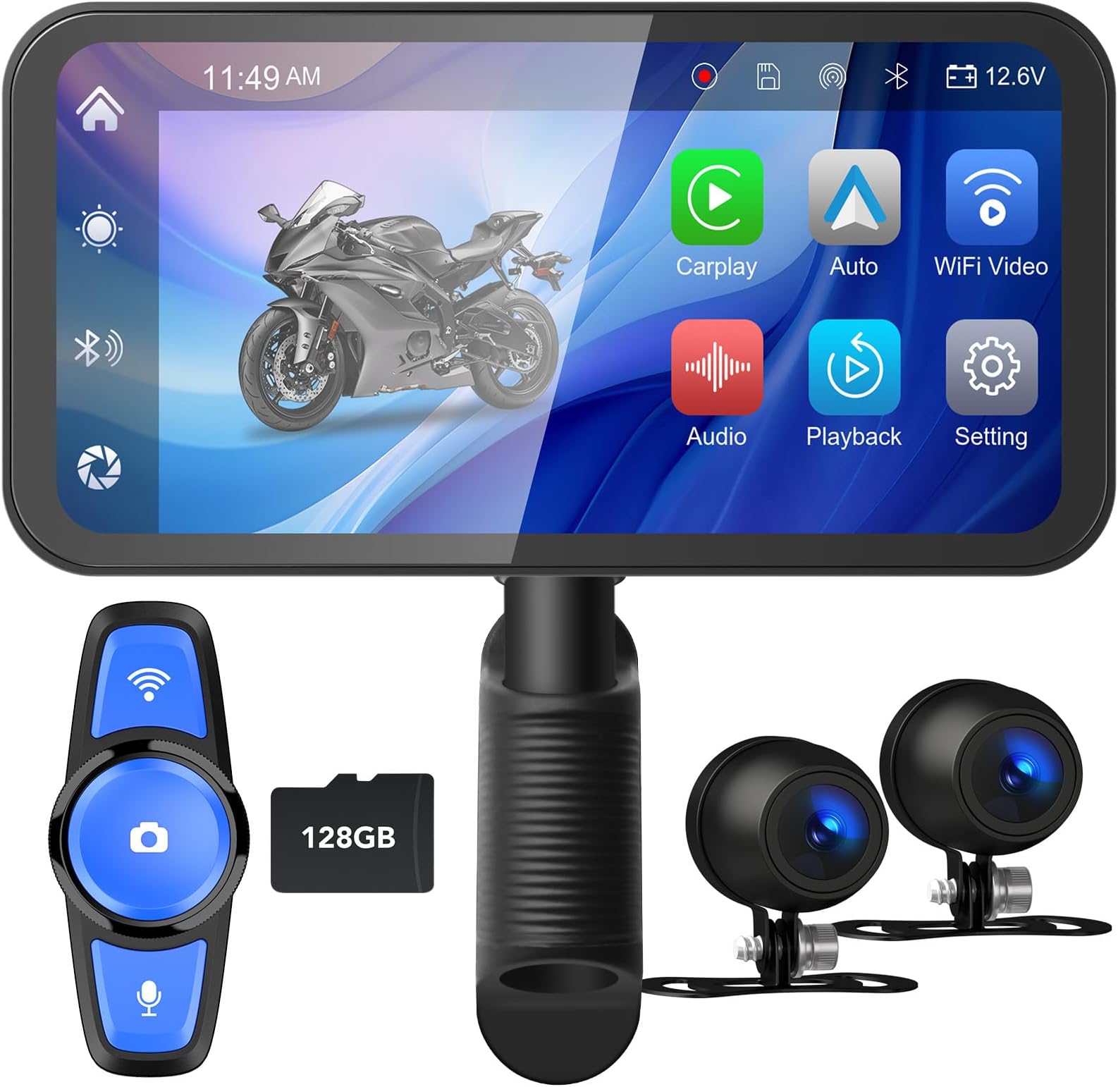 Amazon.com: WEUASTE Motorcycle Dash Cam, Motorcycle Carplay & Android ...