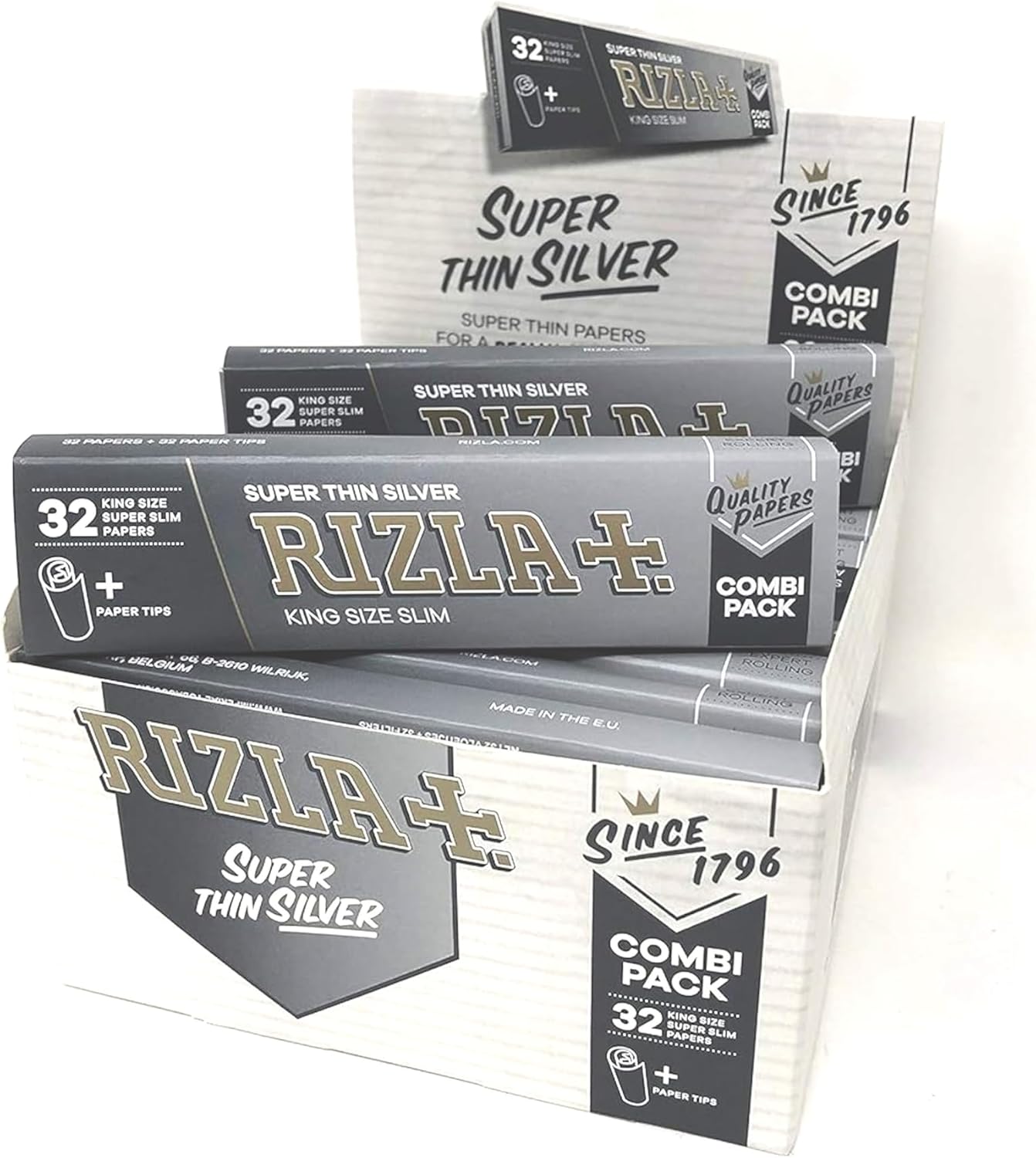 Rizla Silver King Size Combi Pack - 32 King Size Papers + 32 Paper Tips ...