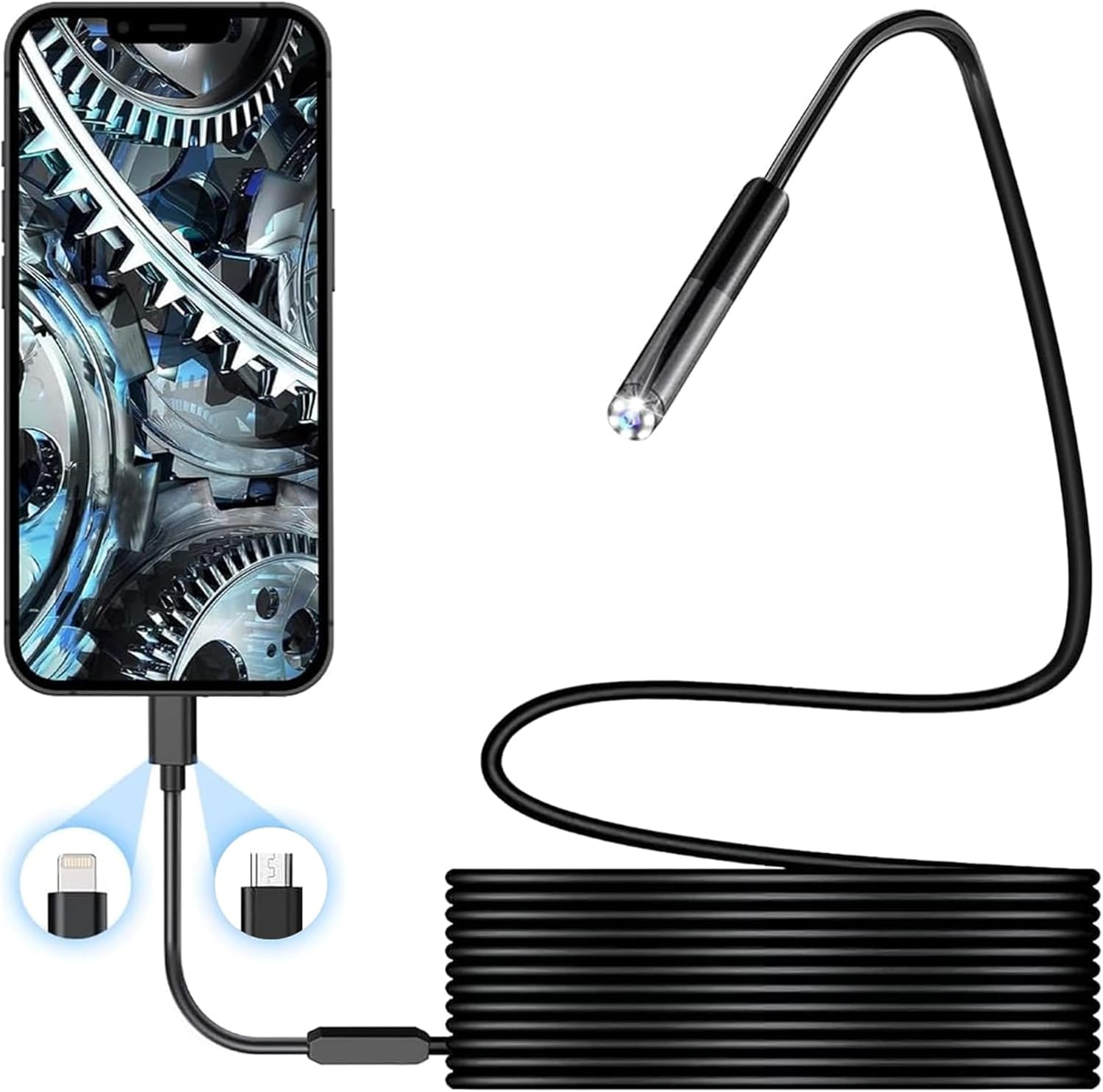 Endoscope Inspection Camera, Hopefox Wifi USB Endoscope Camera Flexible ...