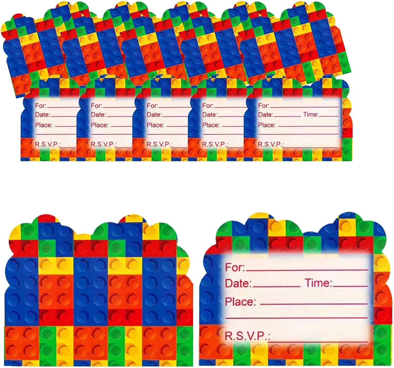 Building Block Invitation Cards, Building Block birthday Party Supply ...