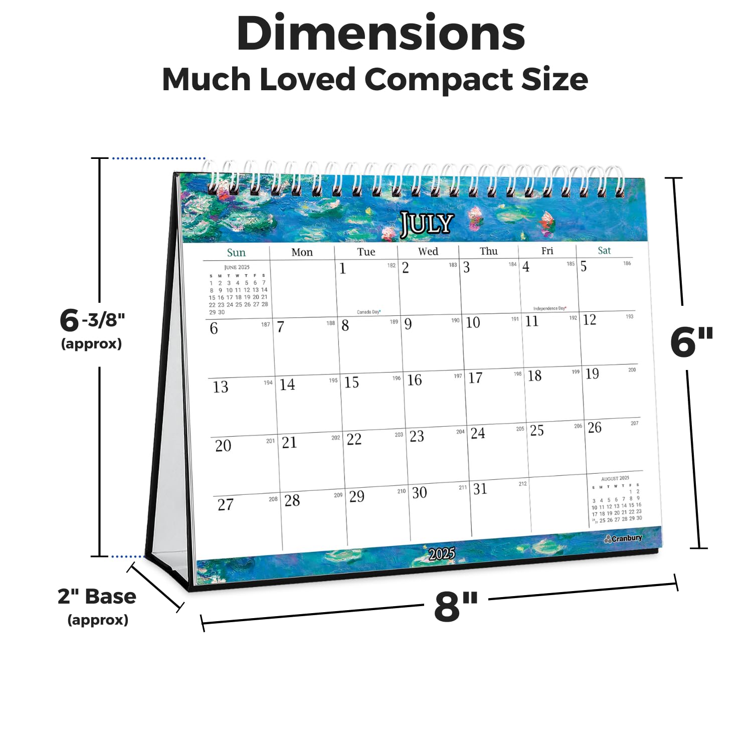 Snapklik.com : CRANBURY Small Standing Desk Calendar 2025, 8x6 ...