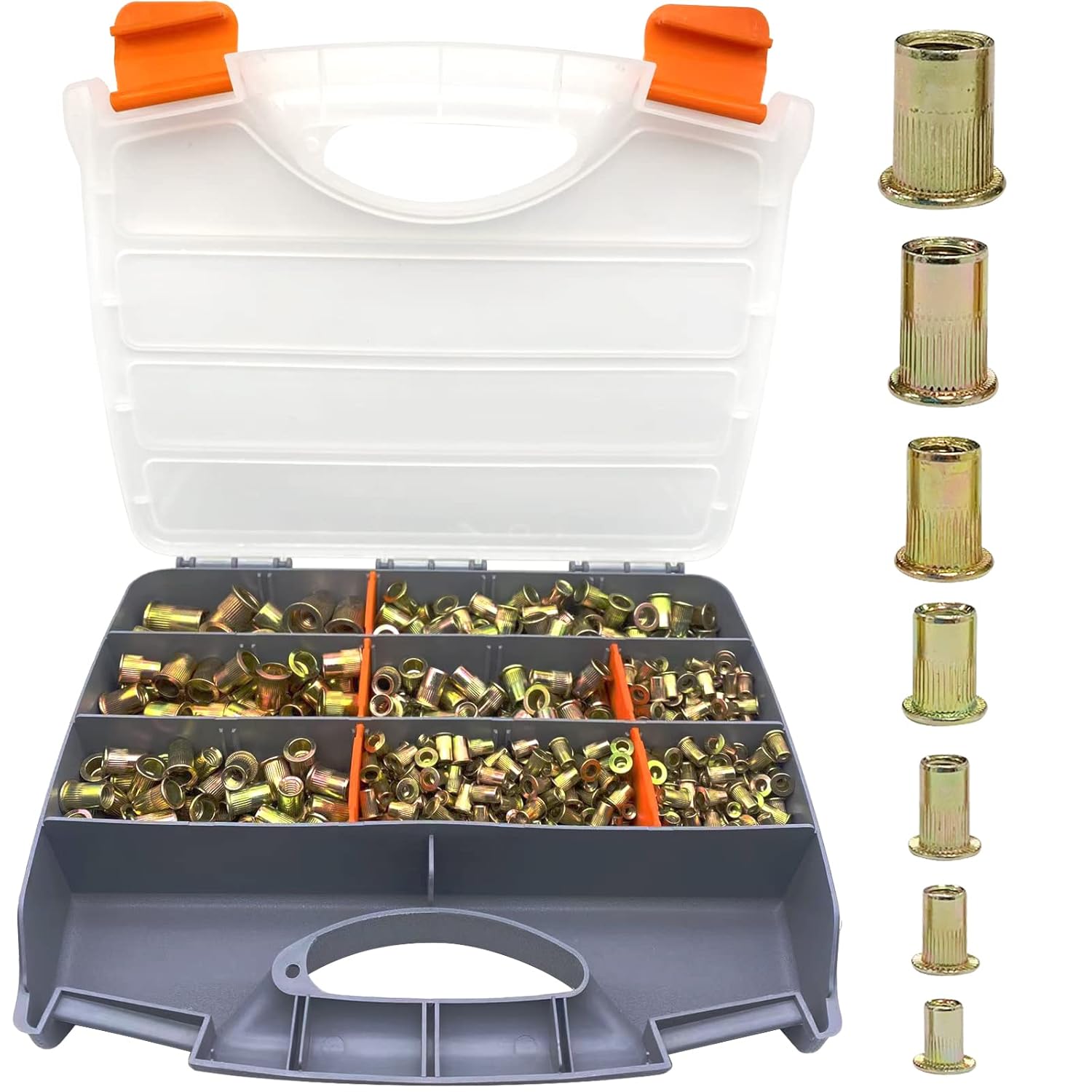 860PCS SAE Rivet Nut Tool Kit Zinc Plated Finish Flat Head Insert ...