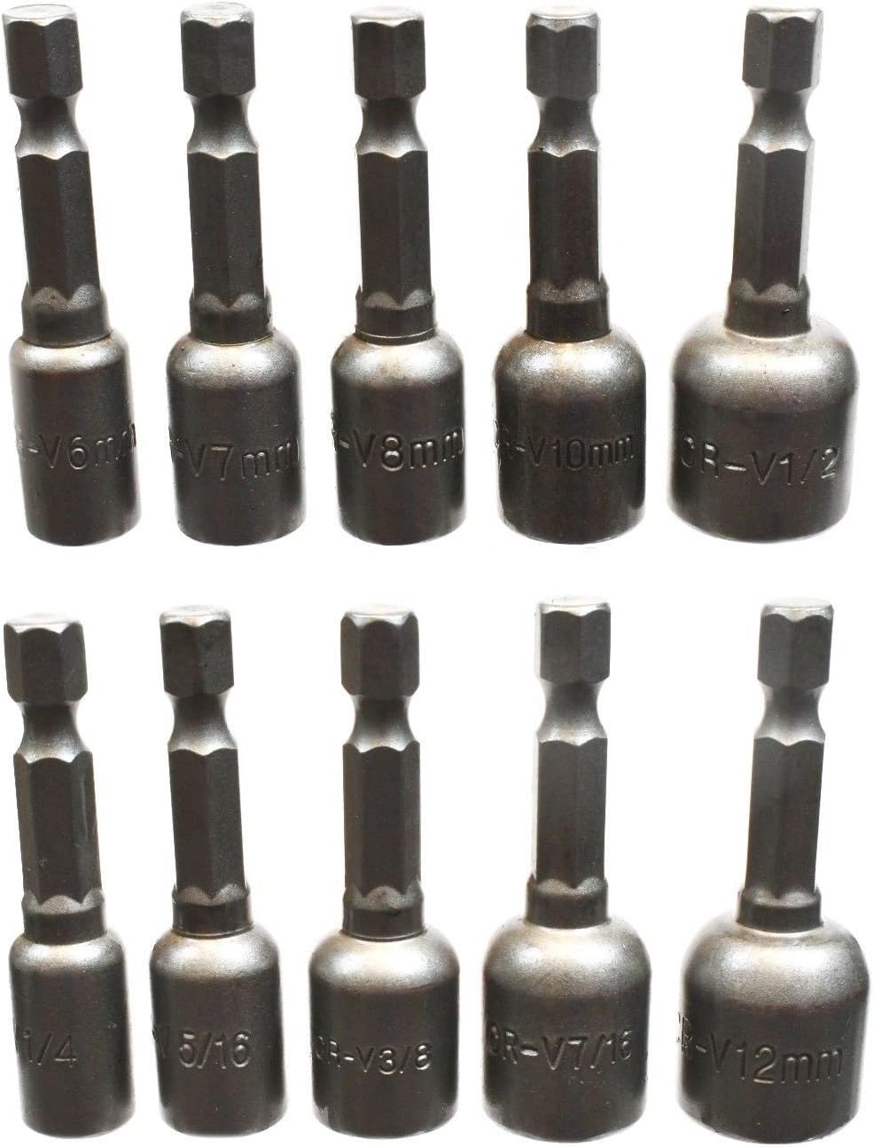 Amazon.com: NEW 10pc Magnetic Nut Driver Set SAE & Metric Nut Setter ...