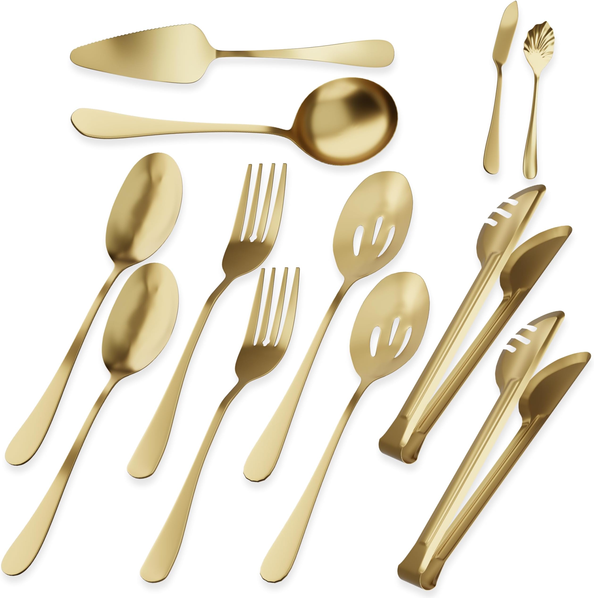 Amazon.com | 12Pcs Gold Stainless Steel Serving Utensils Set for ...