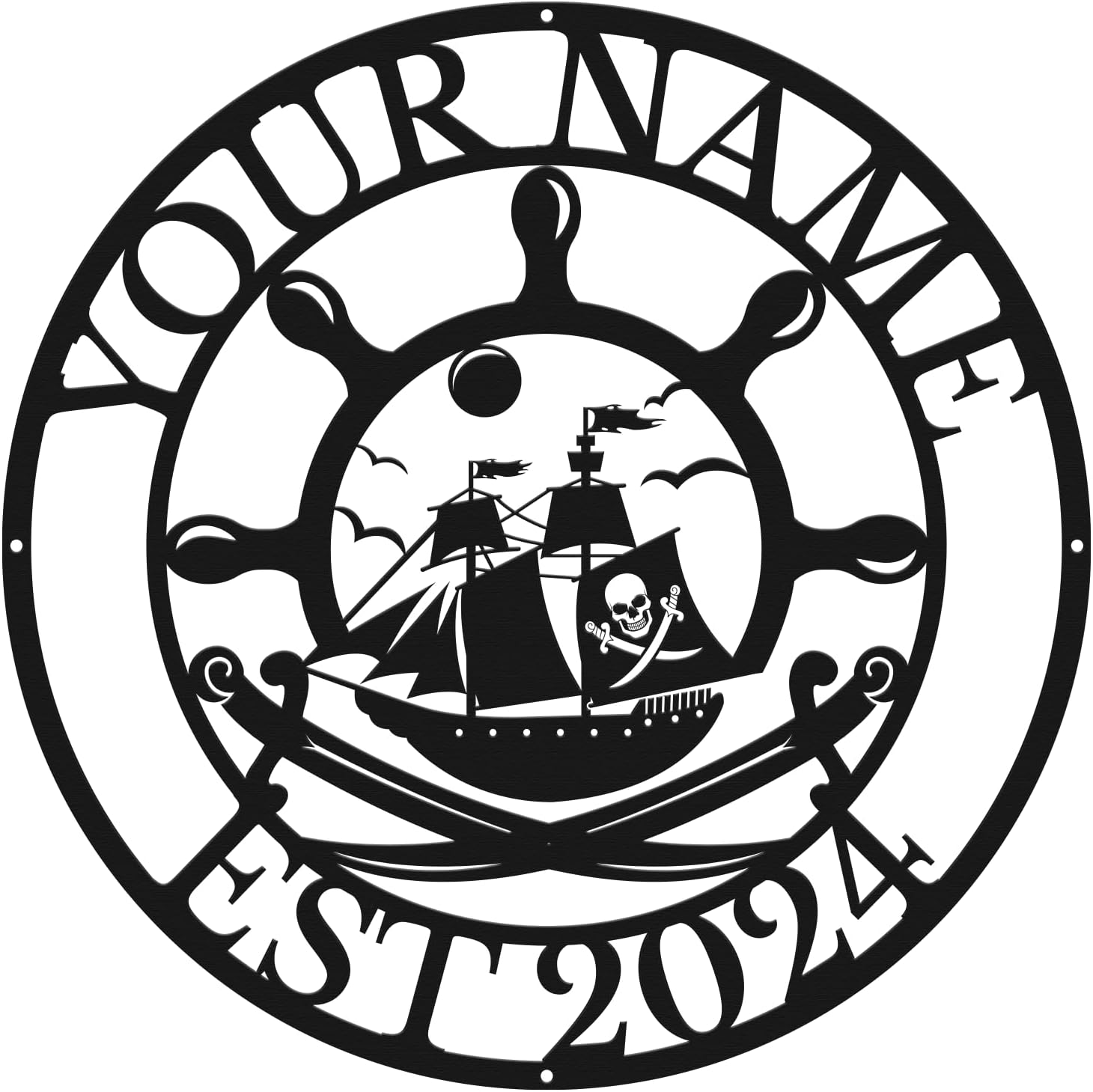 Amazon.com: Personalized Custom Name Pirate King Metal Wall Decor ...