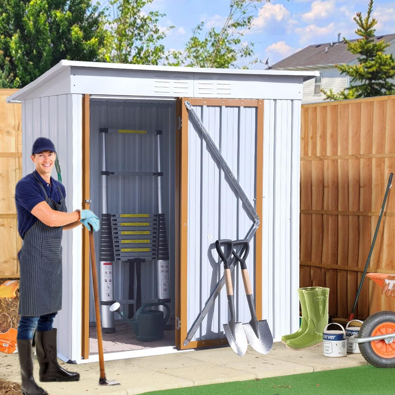 Amazon.com : Morhome 5x3 FT Outdoor Storage Shed,Sheds & Outdoor ...