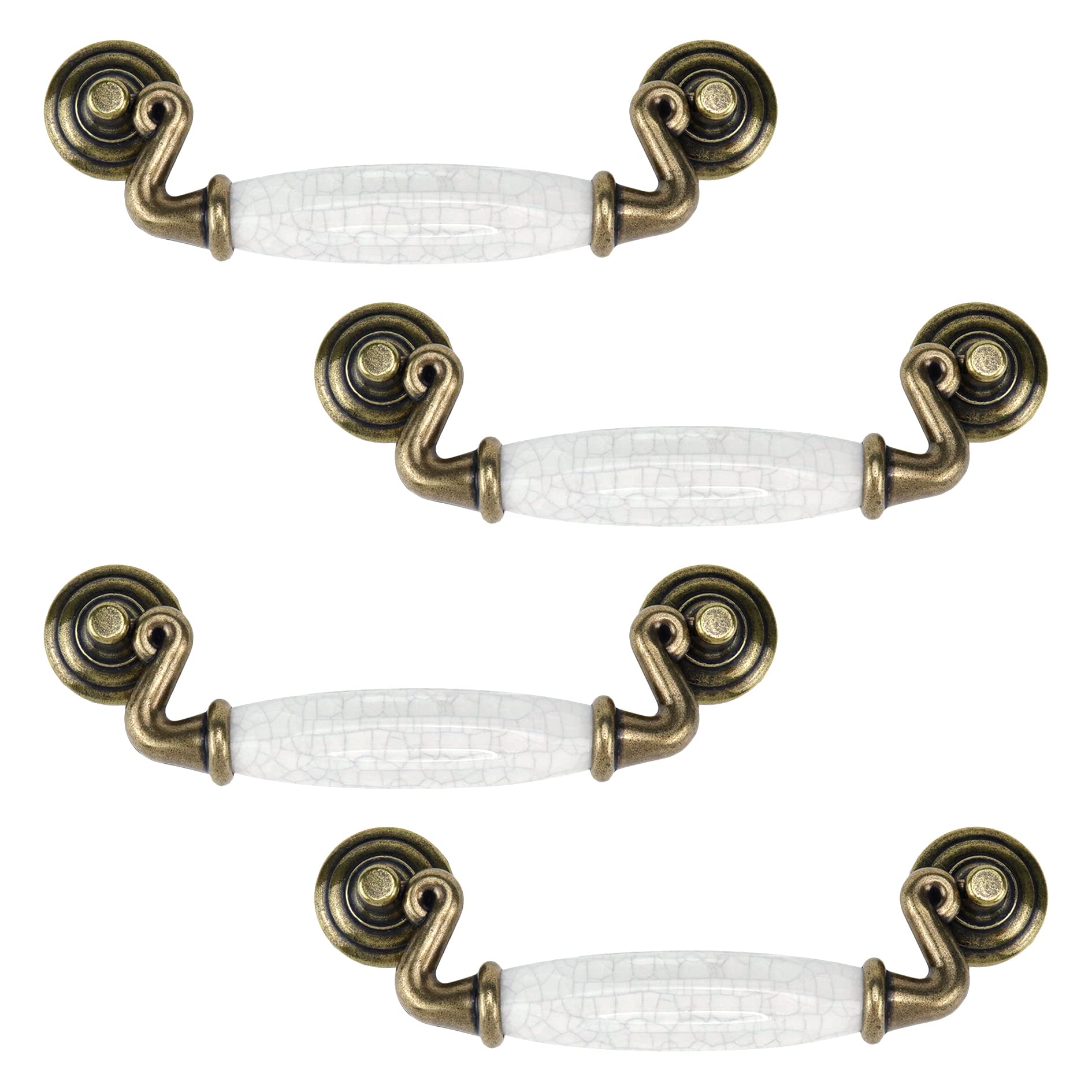 Chinflly 4 PCS Ceramic Handles Pulls,4.5 Inch / 115 mm Hole Distance ...