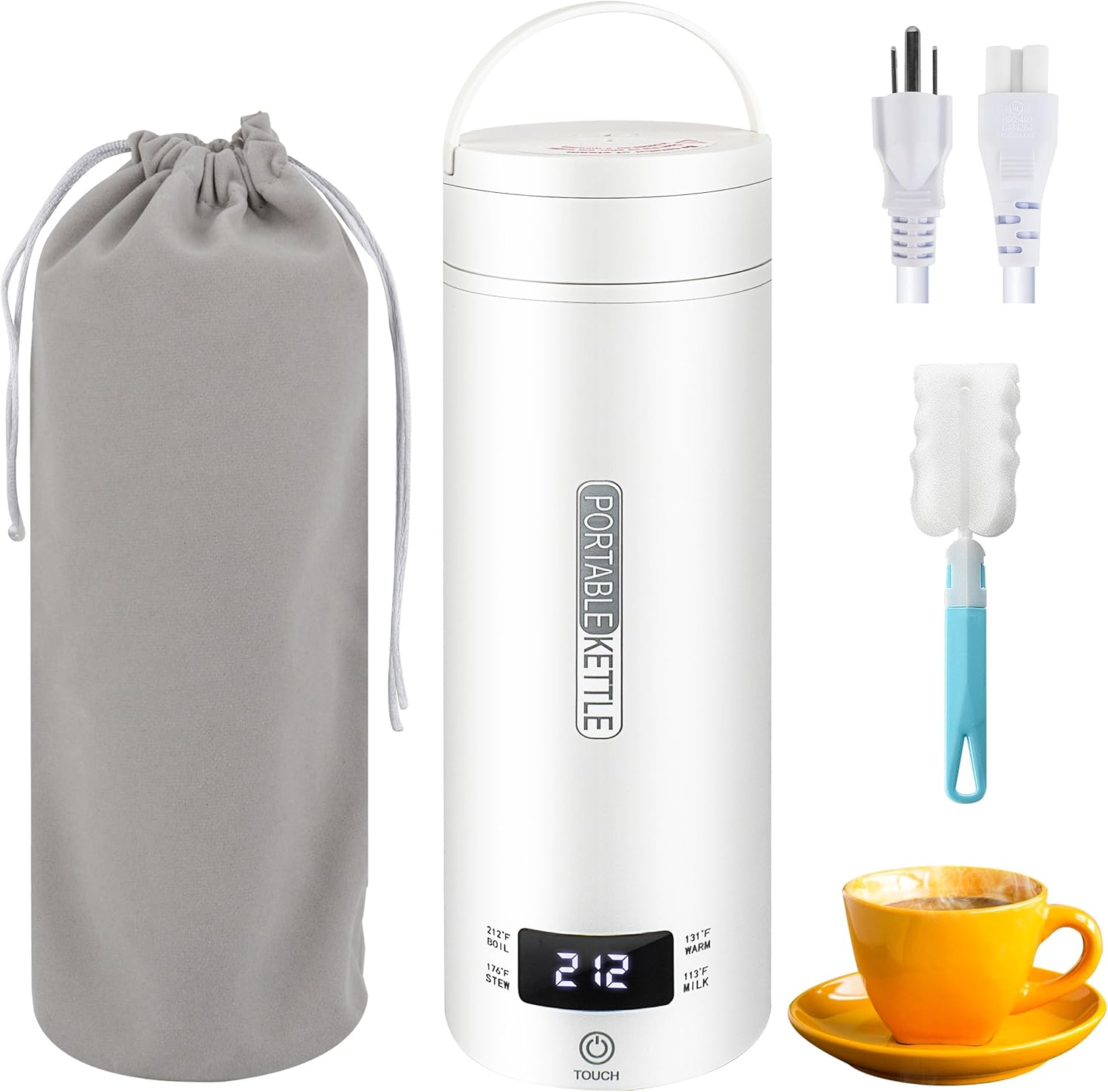 Amazon.com: Travel Electric Kettle Portable Smart Hot Water Boiler Tea Coffee Heater 450ML, 316 ...
