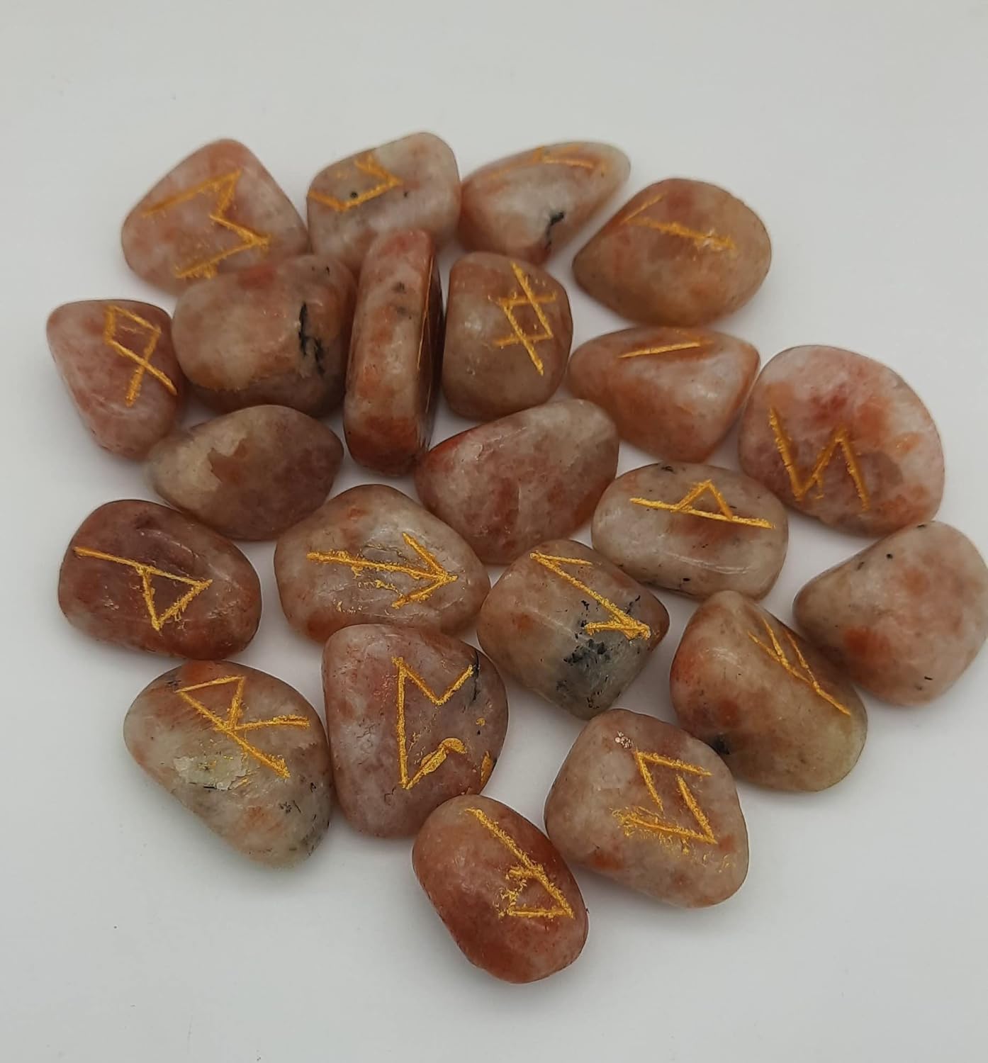 Amazon.com: Natural Sun Stone Rune Set with Engraved Elder Futhark ...