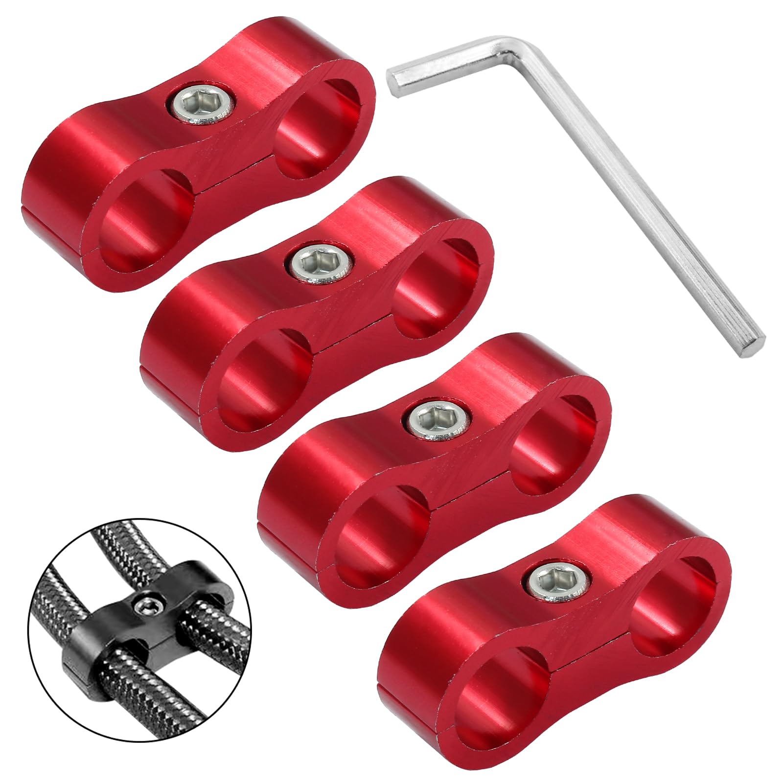 Amazon.com: Jiozermi 4pcs 6AN Hose Separator Clamp, Aluminum Fuel Line ...