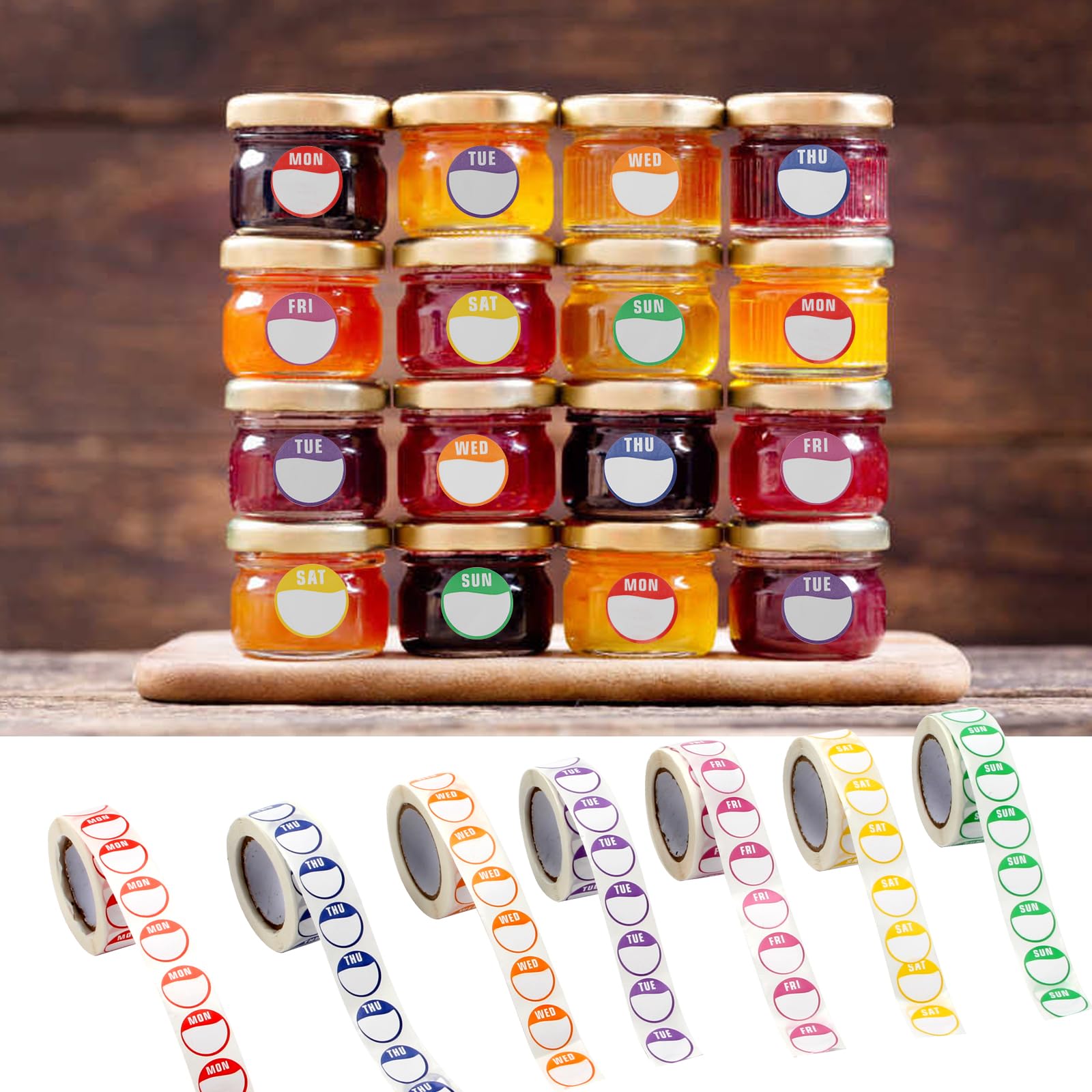 Snapklik.com : 7000 Pcs Day Dots Food Labels, 7 Day Of The Week Sticker ...