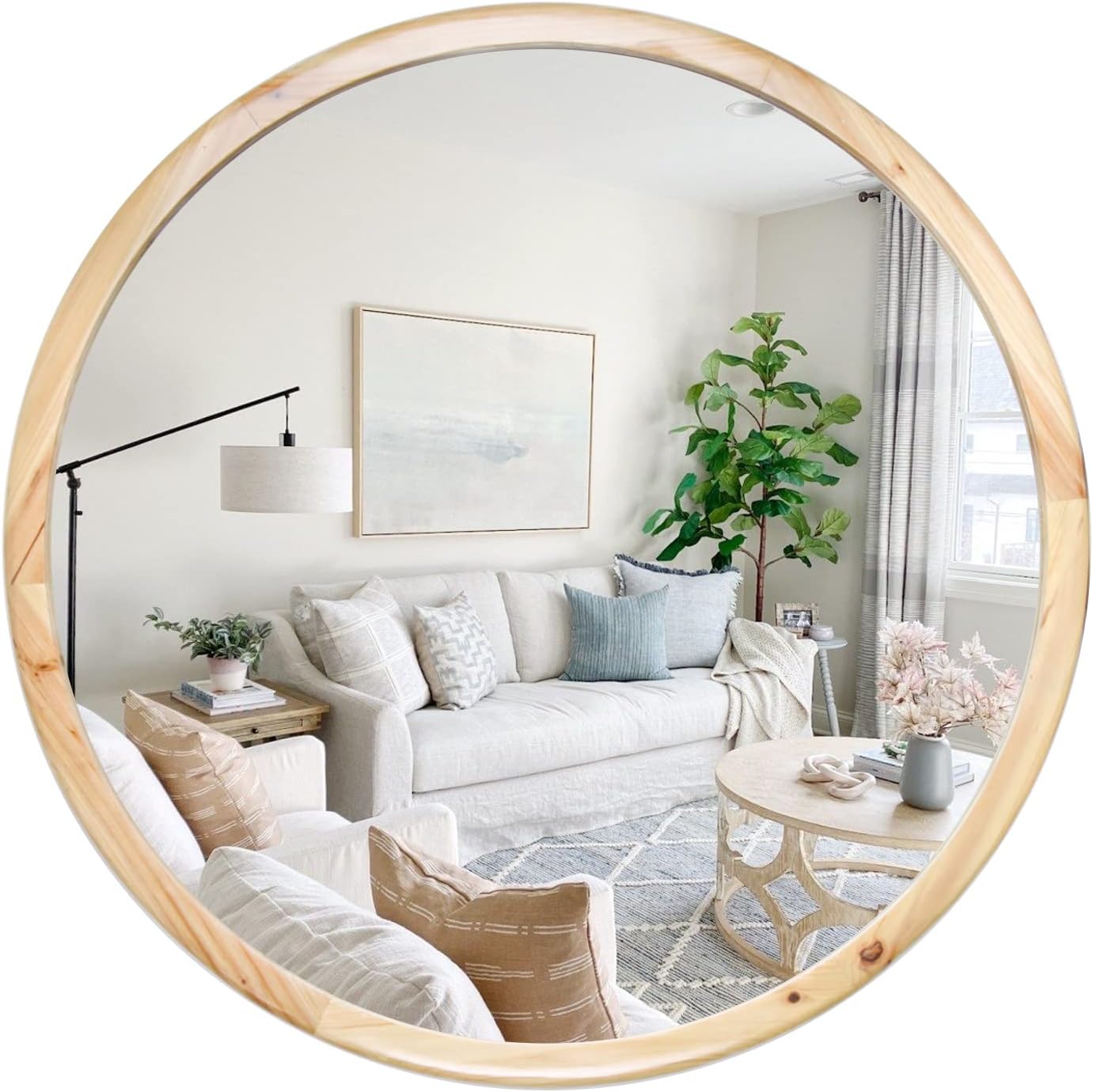 Amazon.com: Mirrorize Round Mirror 22" for Living Room Wall Decor ...