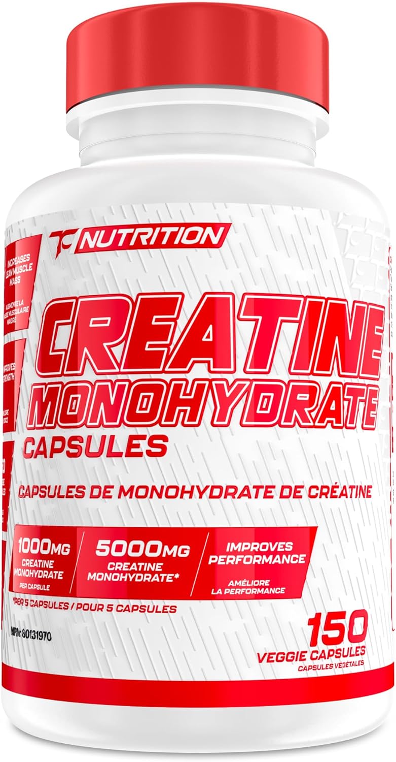 TC Nutrition Creatine Monohydrate Capsules for Strength and Muscle