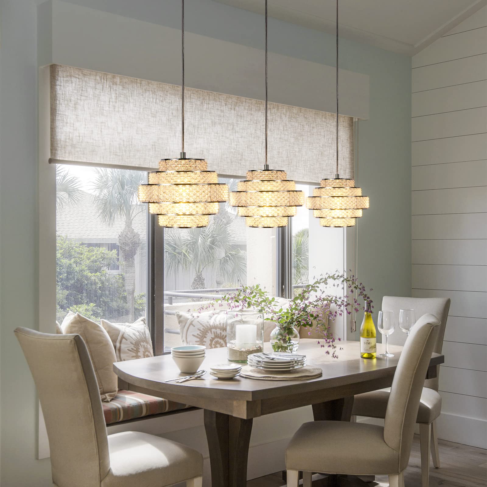 Modern Pendant Light Adjustable Height Hanging Light Fixture Acrylic ...