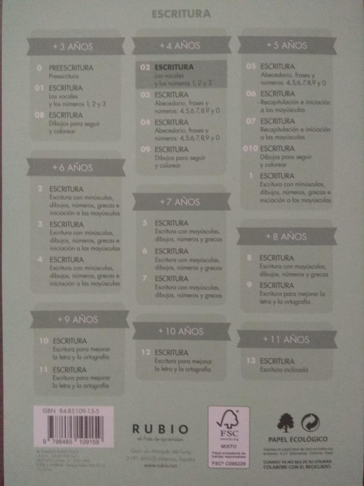 Ediciones Técnicas Rubio - Editorial Rubio C-05 Caligrafía Escolar ...