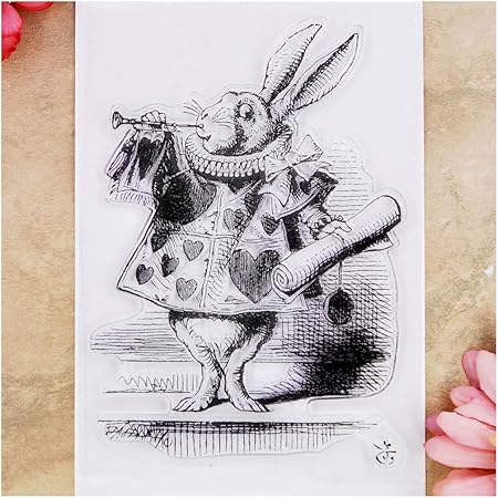 Amazon.com: Rabbit Background Clear Stamps for Card Making Decoration ...