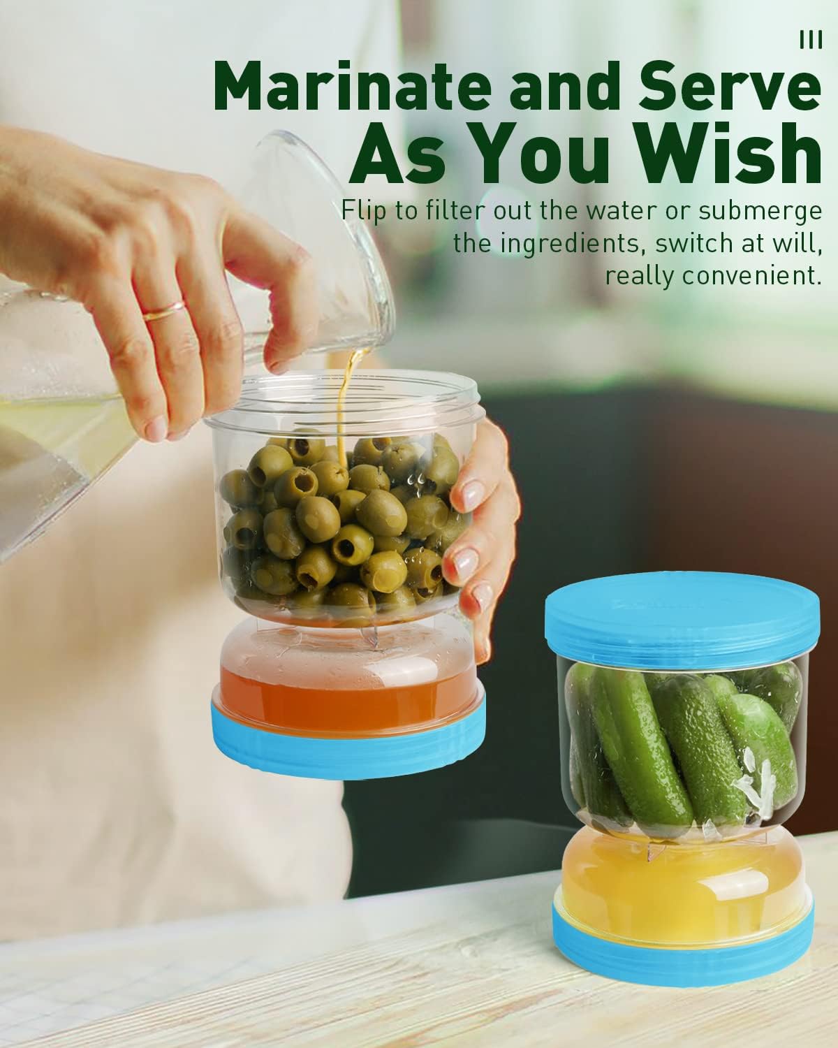 Pickle Jar with Strainer Flip,40oz Pickle Flip Jar With Double Leak ...