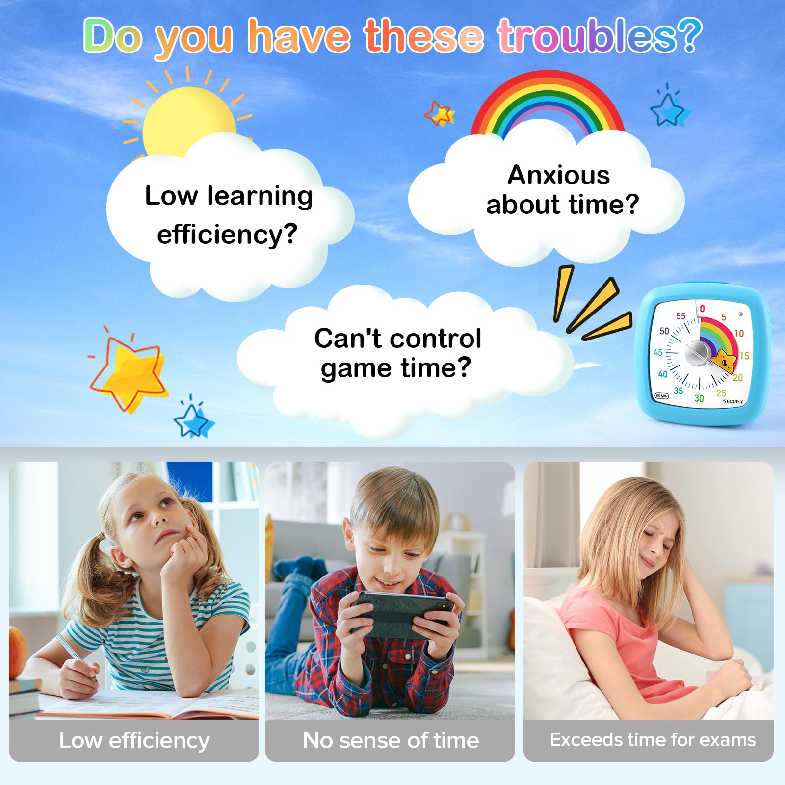 Snapklik.com : Secura 60-Minute Visual Timer, Silent Study Timer For ...