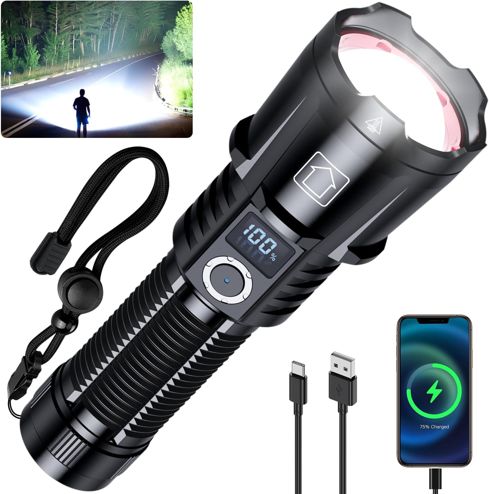 baibian Rechargeable Flashlights High Lumens, Super Bright Flashlight ...
