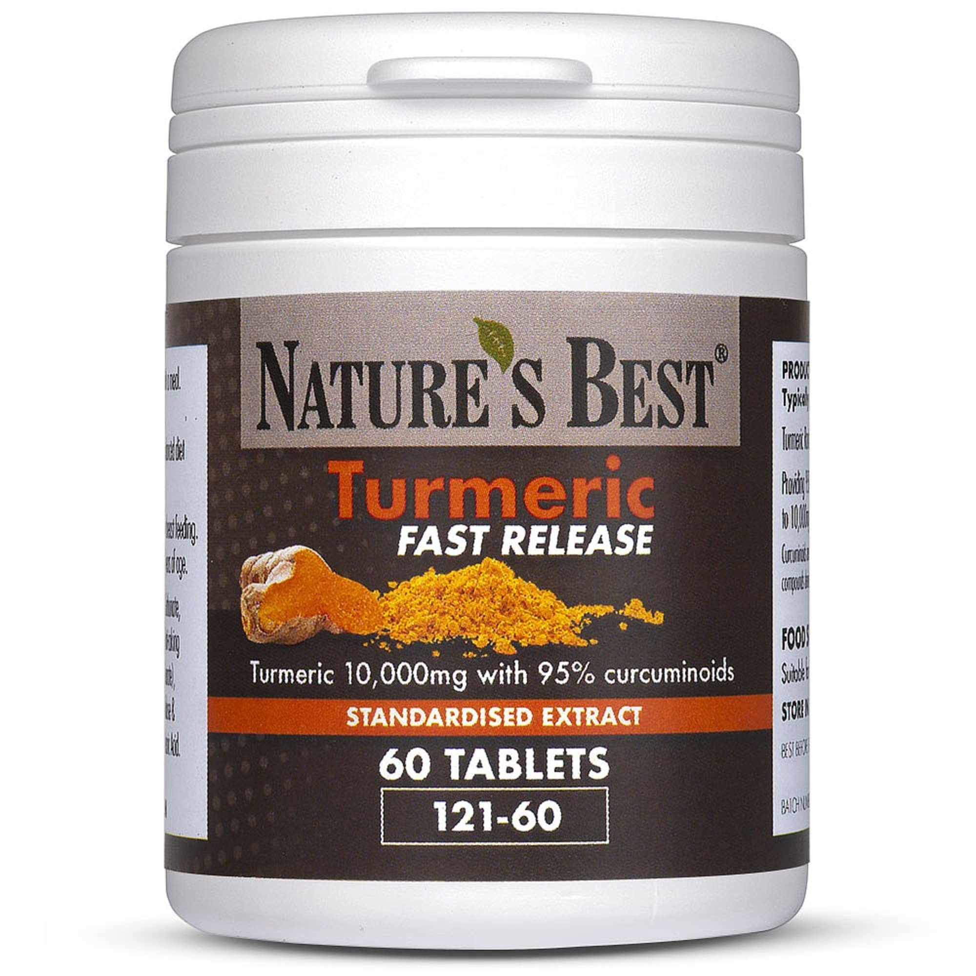 Turmeric Tablets Fast Release 10,000mg (200mg Extract) 95% Curcuminoids ...