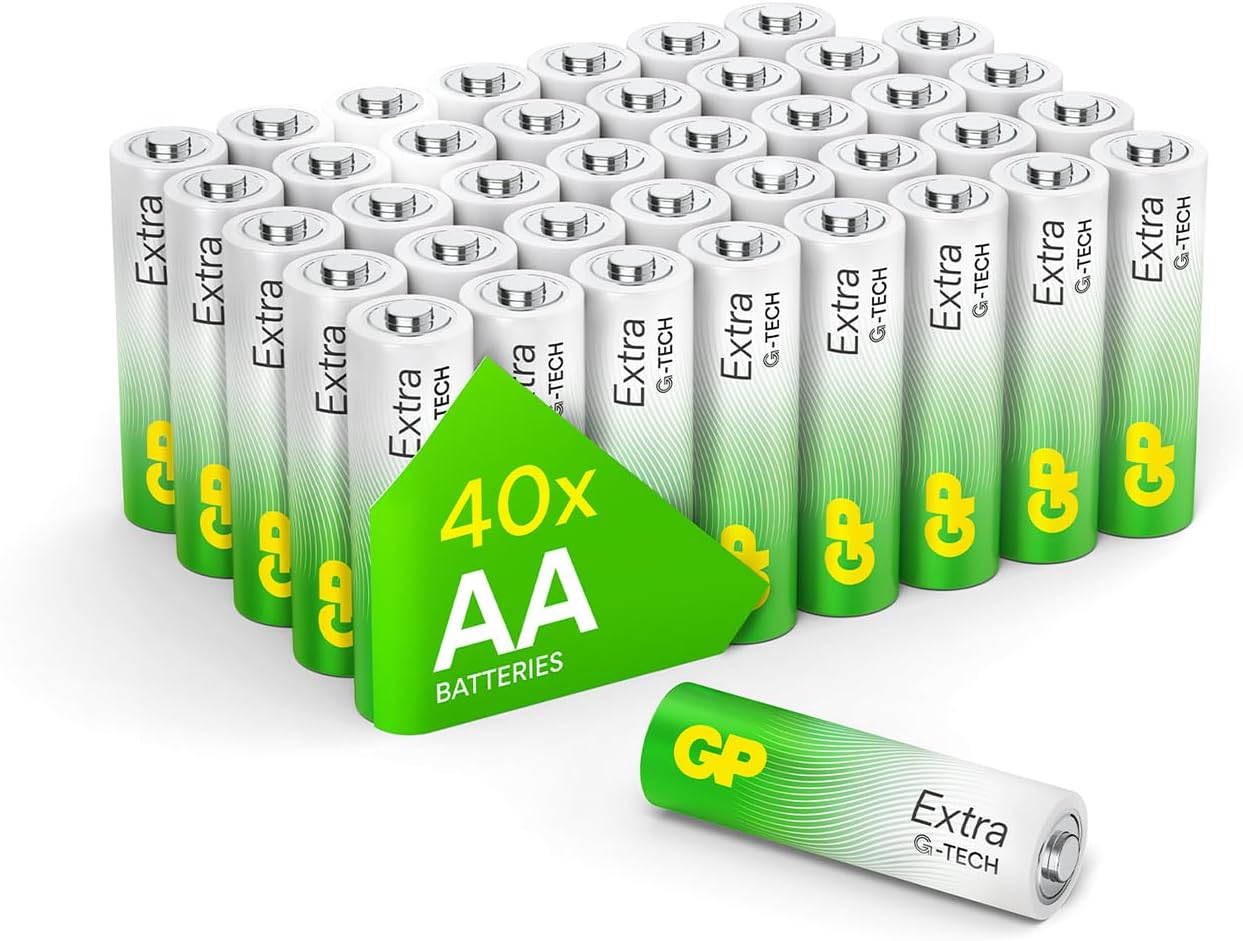 Extra Alkaline Batteries AA Pack, Double A Batteries Long Lasting Power ...
