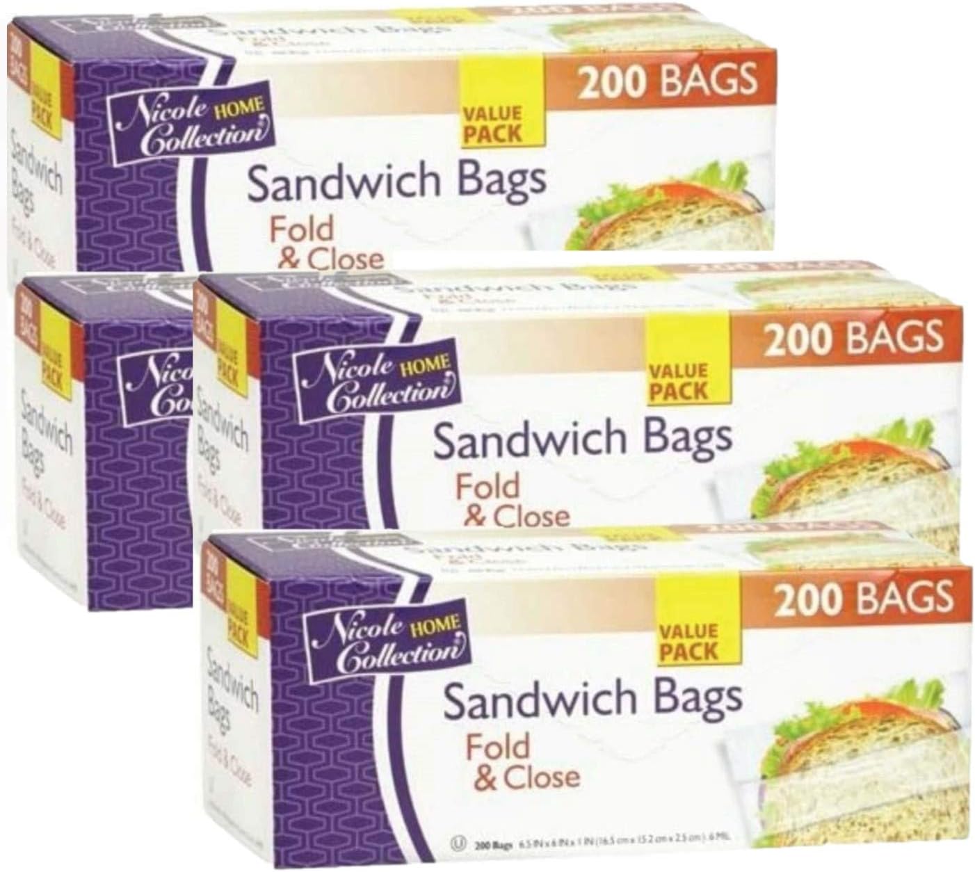 Amazon.com: Propack Sandwich Bags 6.5" x 5.5" Fold Top, Clear, 300 ...