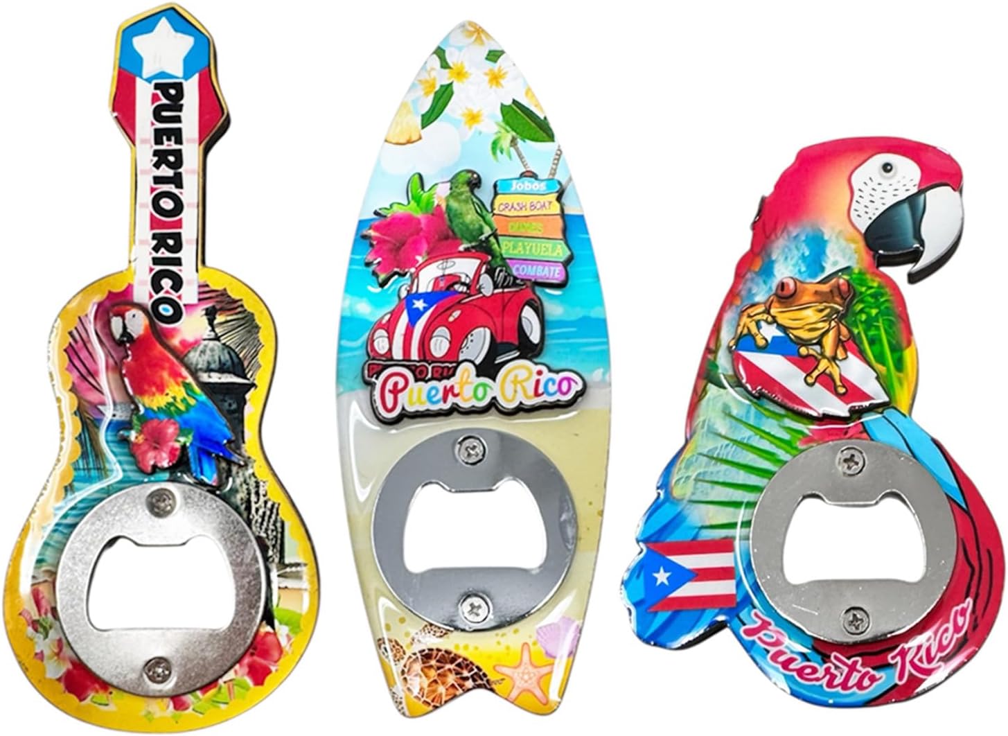 Amazon.com: 3 Pack Puerto Rico Fridge Magnets with Bottle Opener – 3D ...