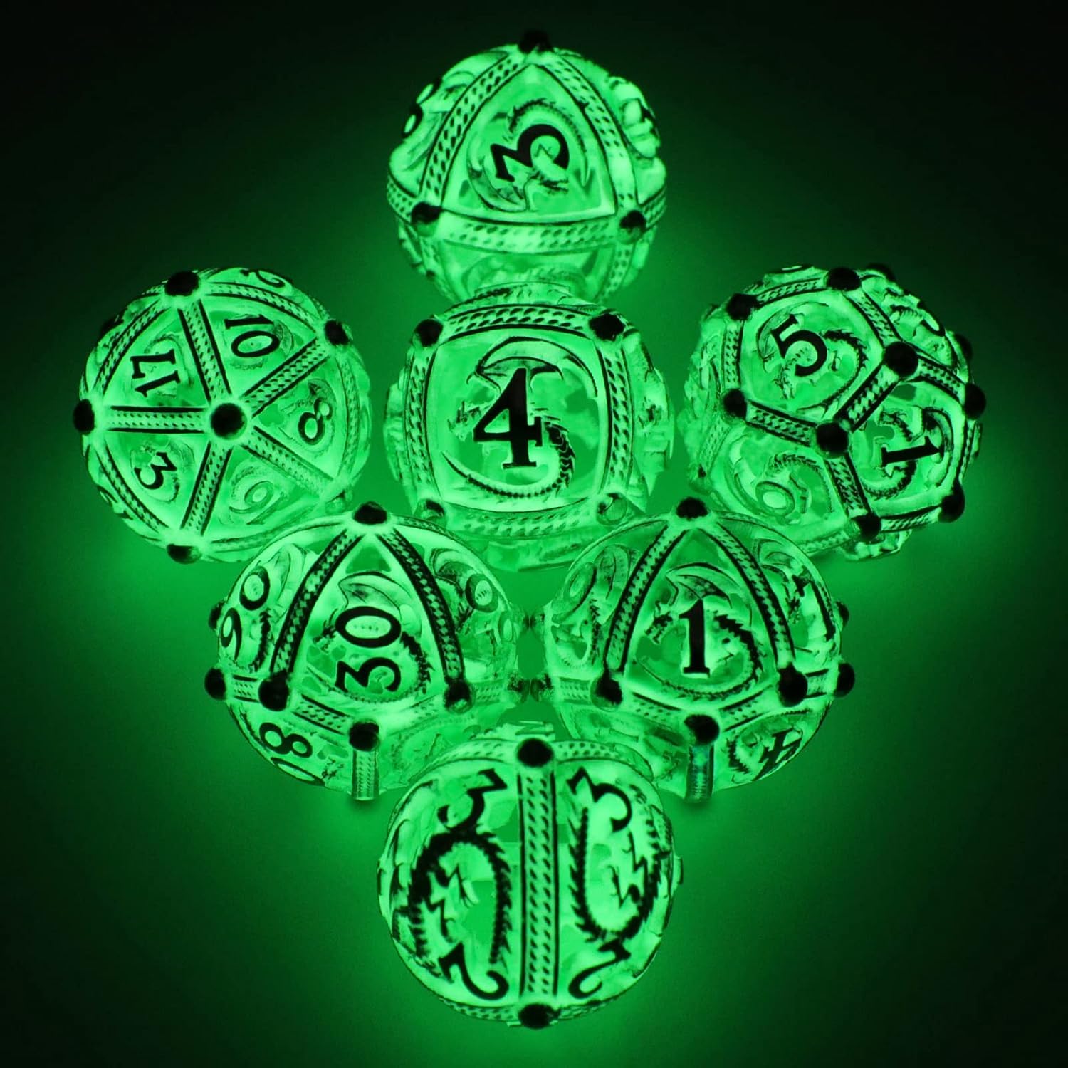Amazon.com: DND Dice Set, Glow in The Dark Dice D&D HNCCESG Metal ...