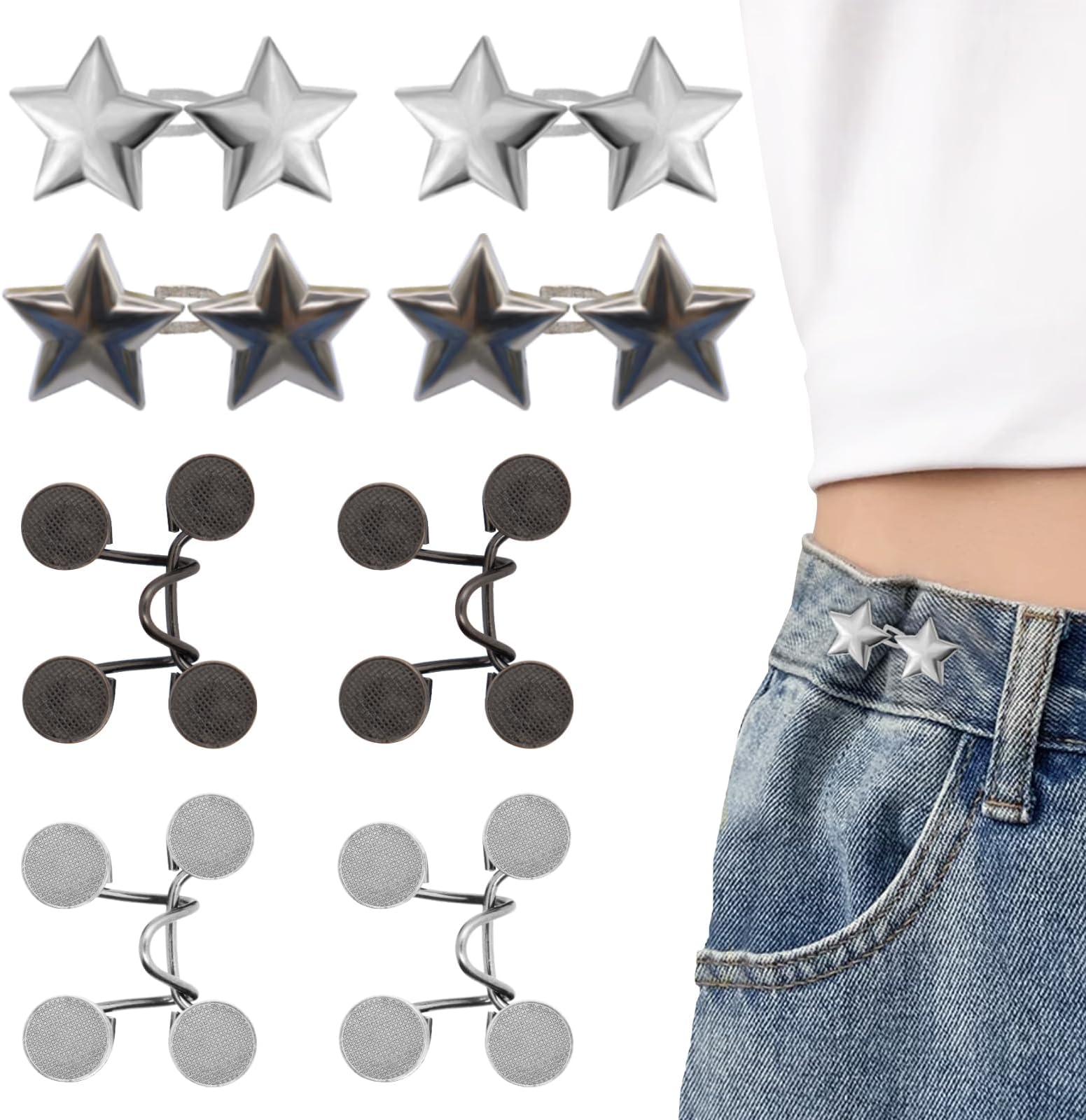 Amazon.com: 8 Sets Adjustable Star Button Pant Waist Tightener ...