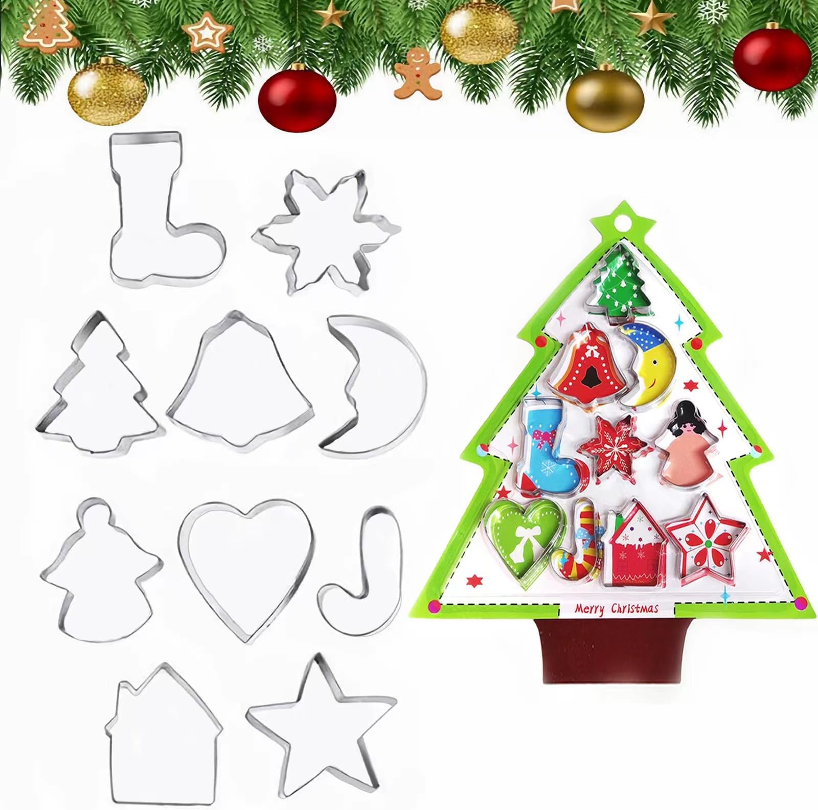 Amazon.com: Christmas Cookie Cutter Set - 10 Piece Plastic Gingerbread ...