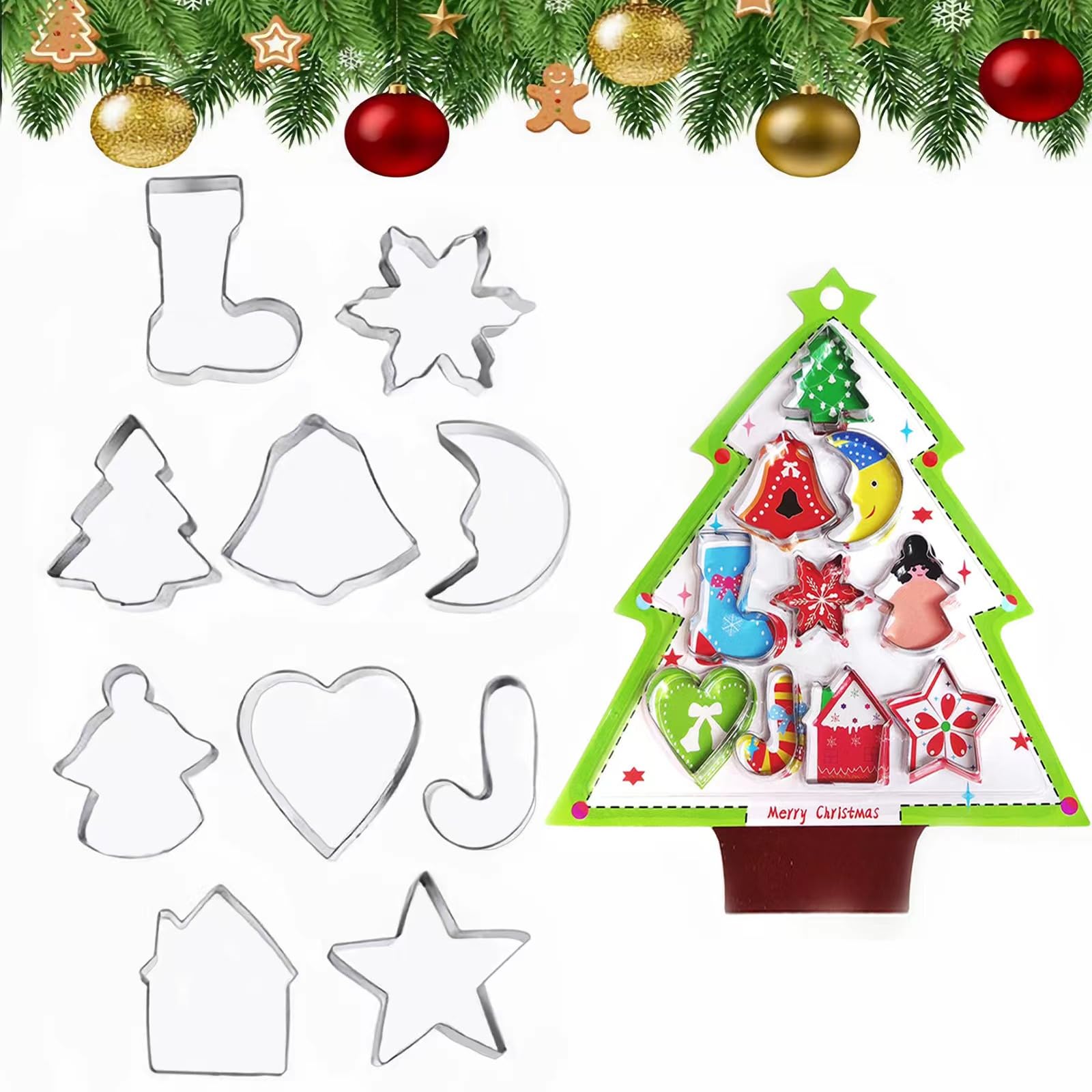 Amazon.com: Christmas Cookie Cutter Set, 10 PCS Tiny Holiday Cookie ...