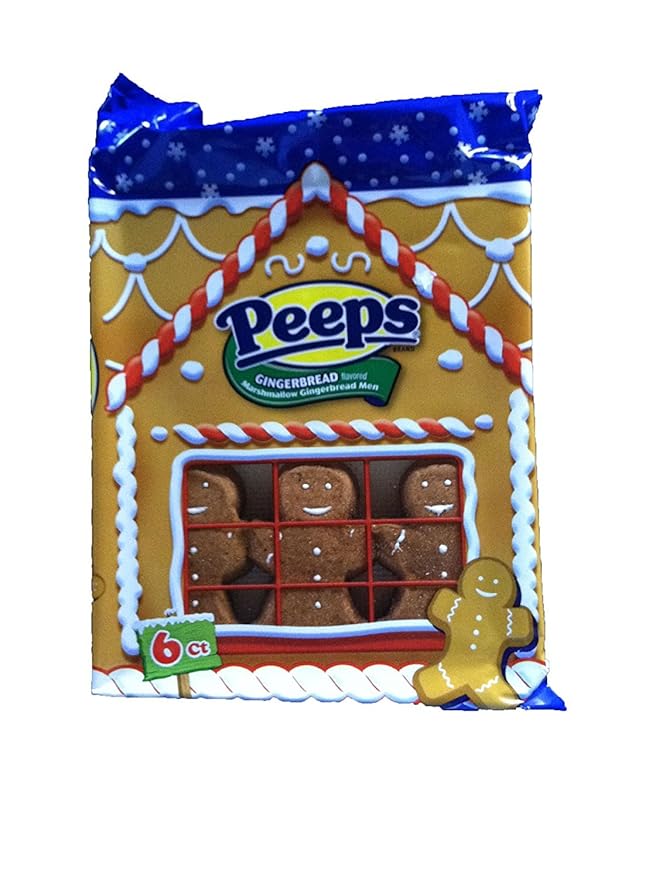 Amazon.com : Peeps Gingerbread Flavored Marshmallow Men Candy 6 Ct, 5 ...