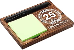 Amazon.com : 25th Work Anniversary Sticky Note Holder Wooden Notepad ...