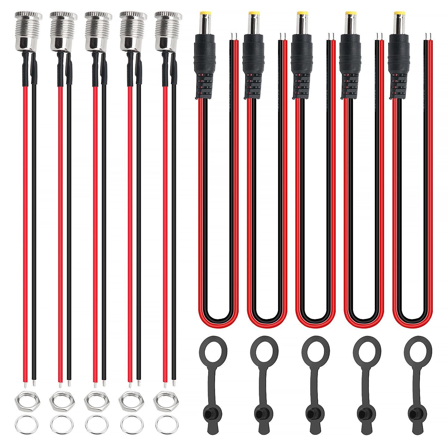 YIXISI 5.5 x 2.1mm DC Power Connector Kit, 5 PCS DC-099 Jack Socket ...