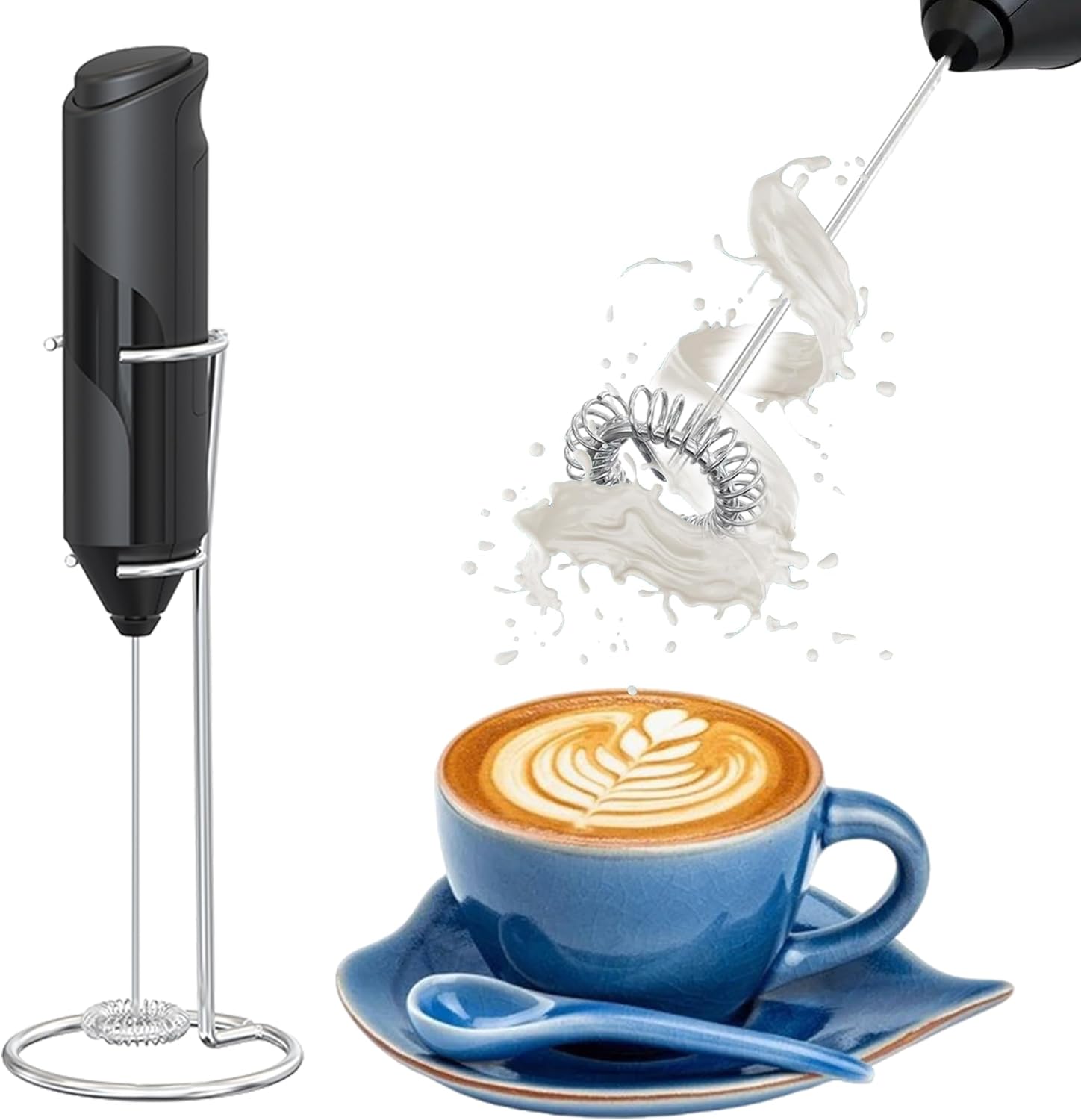 Amazon.com: Milk Frother Wand with Stand - Milk Frother Handheld ...