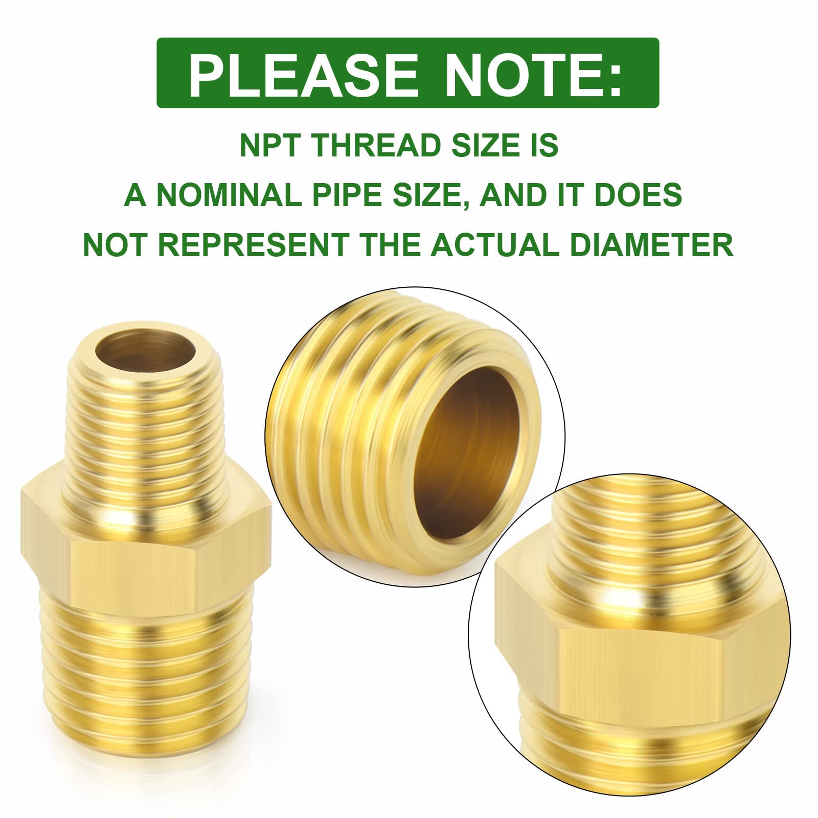 Snapklik.com : 2PCS Brass Pipe Fitting, Reducer Adapter, Hex Nipple, 3/ ...