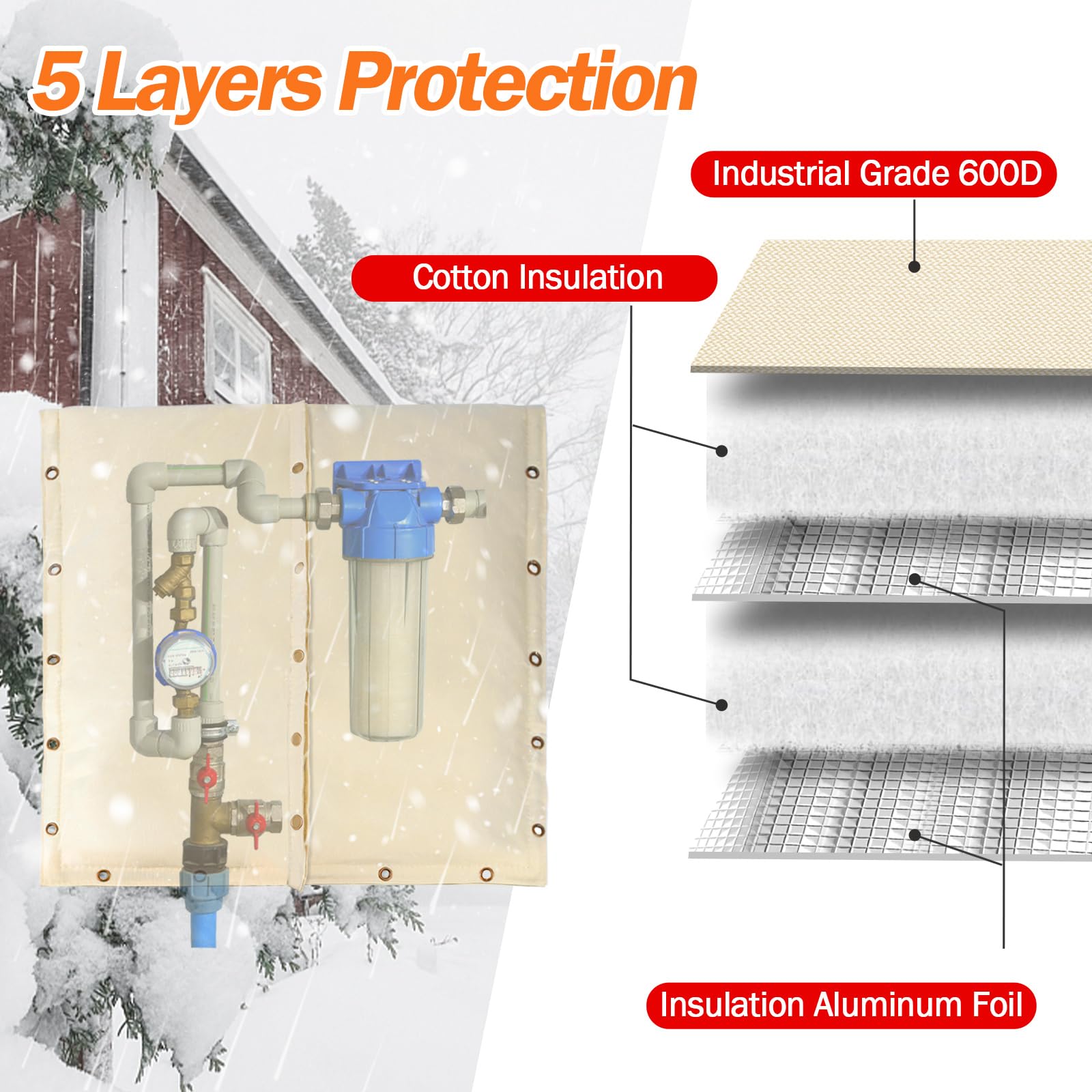 Snapklik.com : 4-Way Opening Backflow Preventer Pipe Insulation Cover