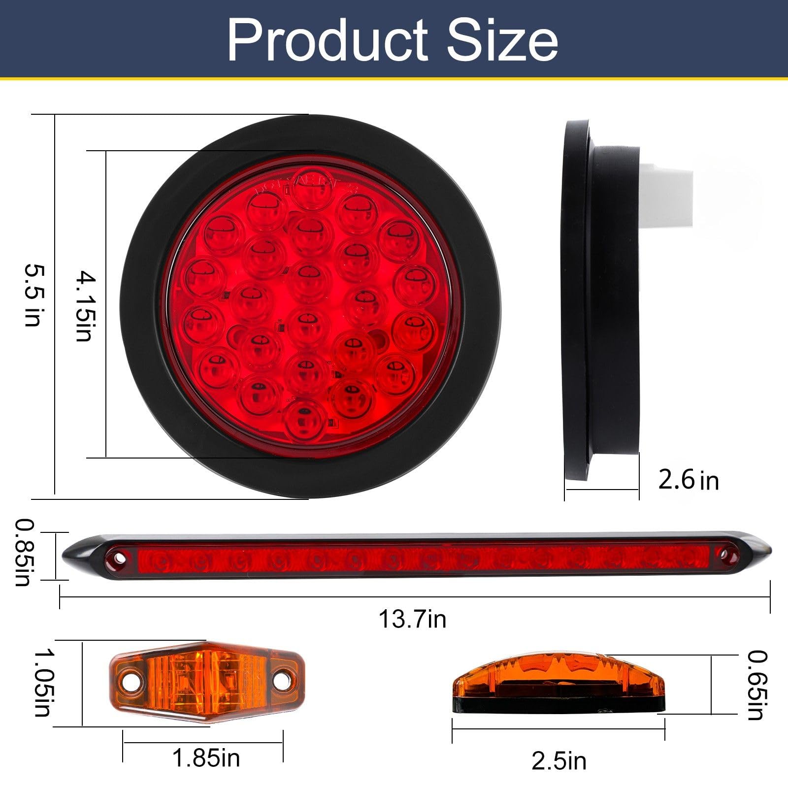 Snapklik.com : 4 Inch Round Trailer Light Kit, 24LED Trailer Lights ...