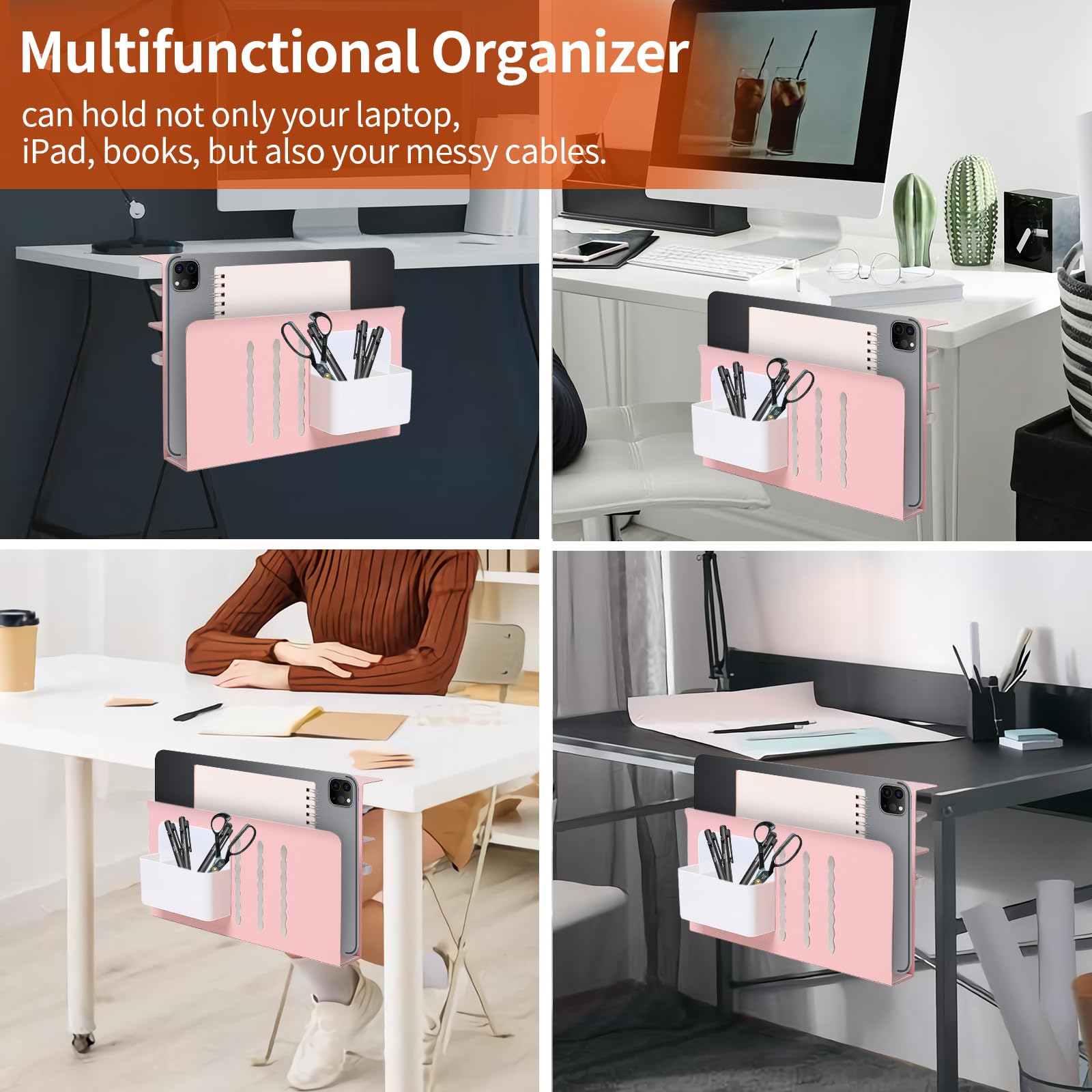 Snapklik.com : MILEGI Pink Desk Side Storage, Under Desk Laptop Holder ...