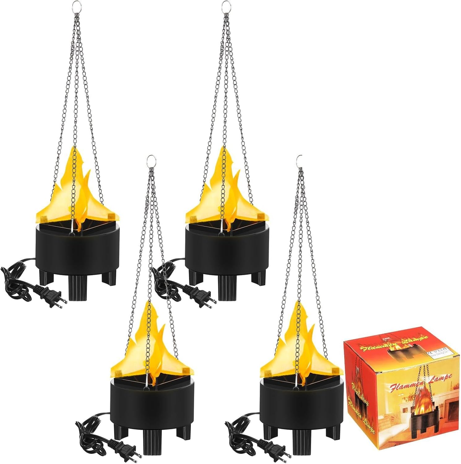 Amazon.com: Baquler 4 Pcs Halloween Hanging Fake Fire Flames 3D LED ...