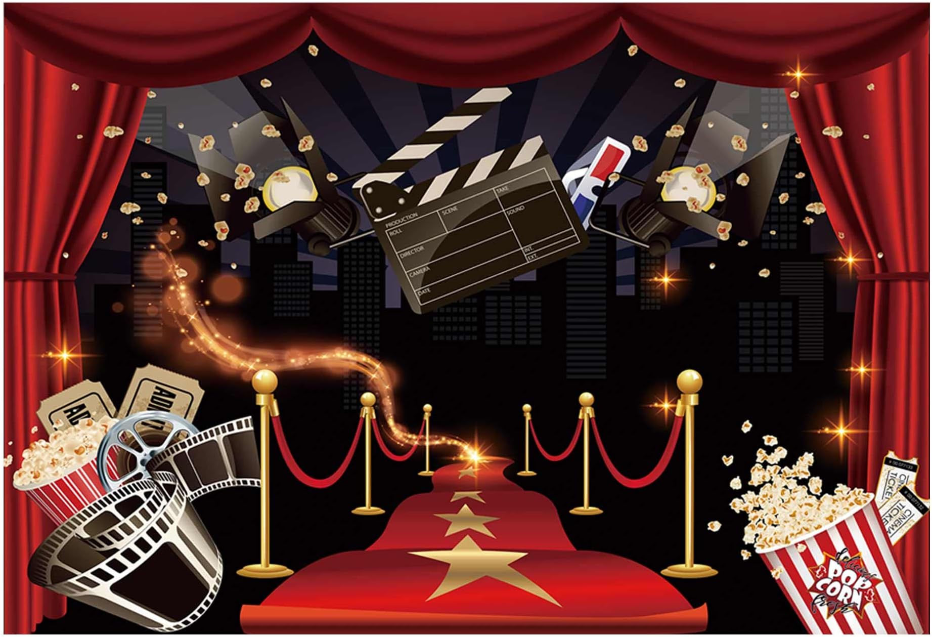 Amazon.com : Movie Night Backdrop for Party Decorations Party Supplies ...