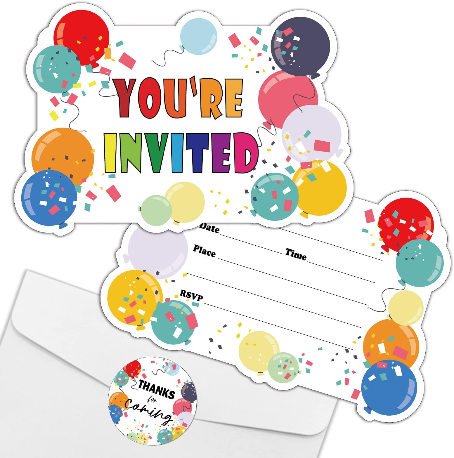 Amazon.com : REWIDPARTY Colorful Balloon Party Invitations with ...