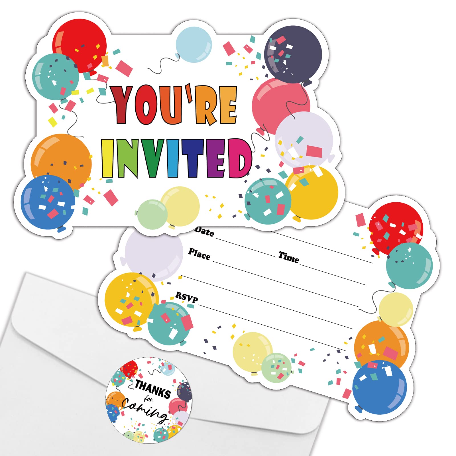Amazon.com : REWIDPARTY Colorful Balloon Party Invitations with ...